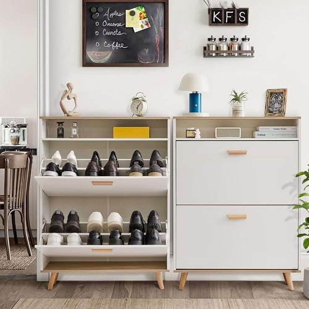 Shoe Storage Cabinet with 2 Flip Drawers, Shoe Cabinet Storage for ...