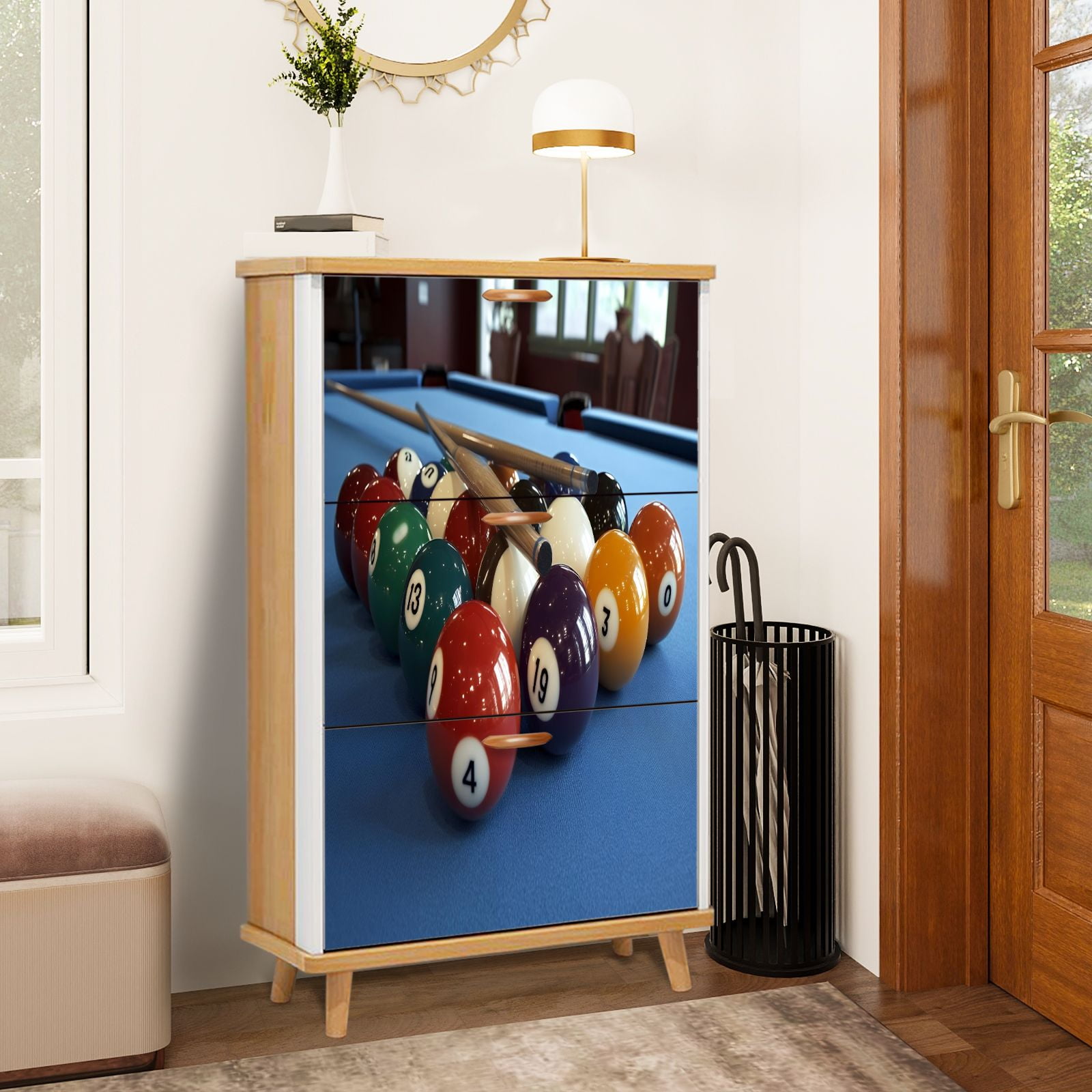 Shoe Storage Cabinet with 3 Flip Drawers for Entryway Cool Billiards ...