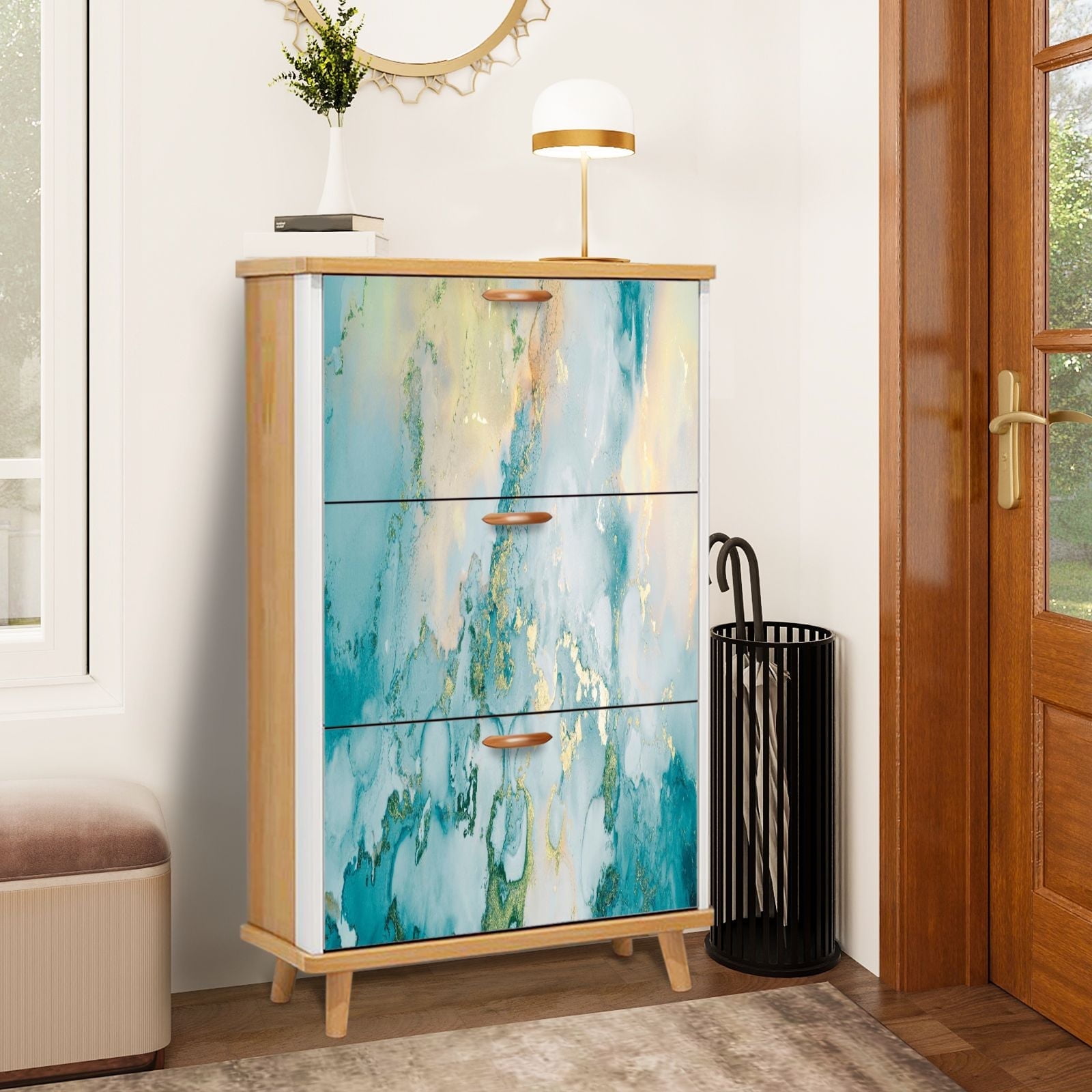 Shoe Storage Cabinet with 3 Flip Drawers for Entryway Luxury abstract ...