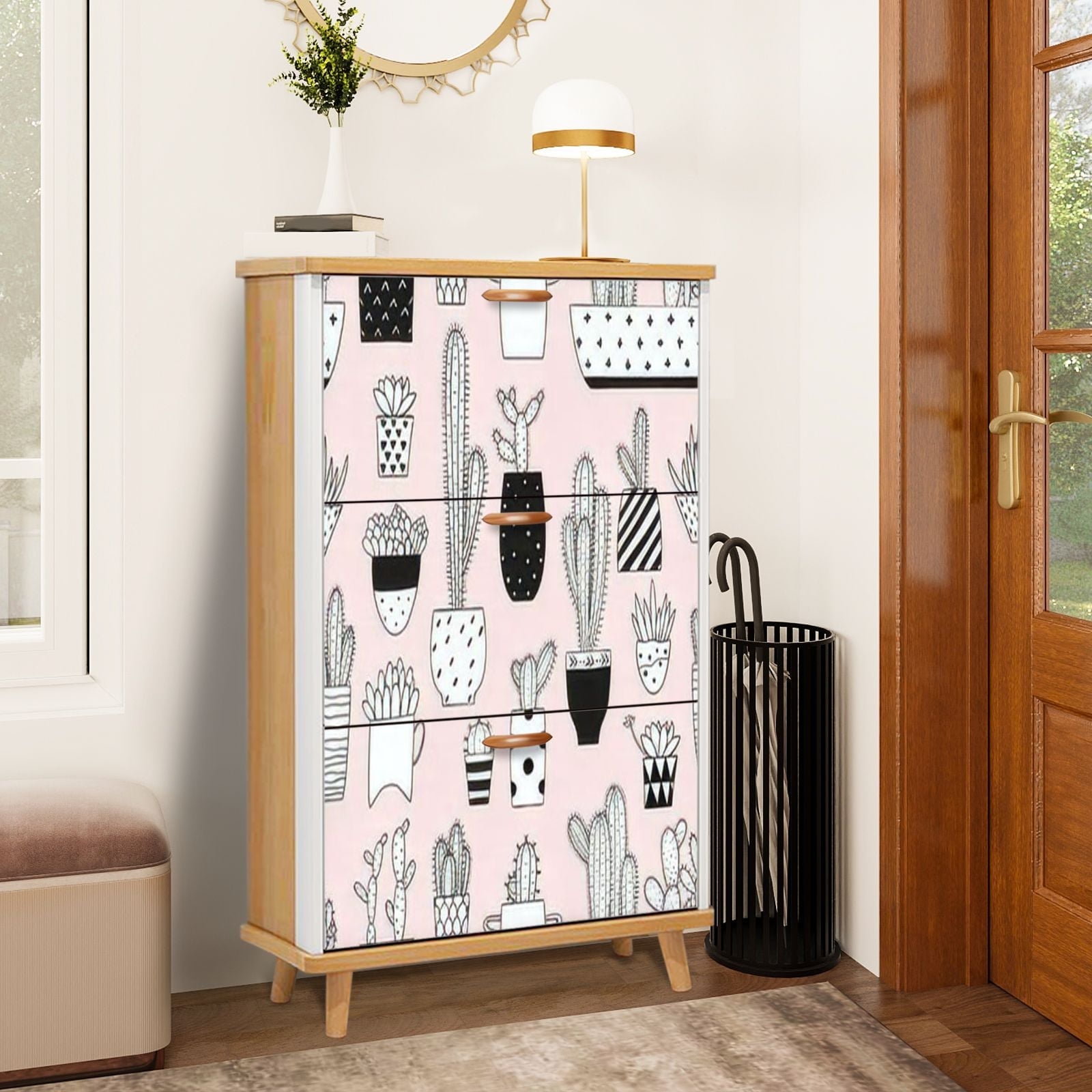 Shoe Storage Cabinet with 3 Flip Drawers for Entryway Seamless black ...