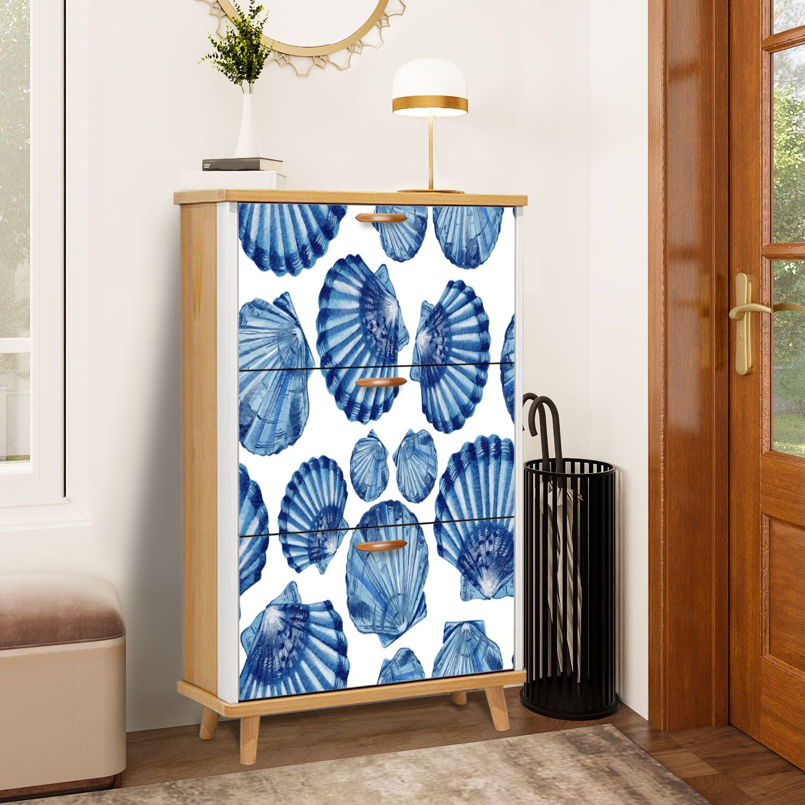 Shoe Storage Cabinet with 3 Flip Drawers for Entryway Seamless pattern ...