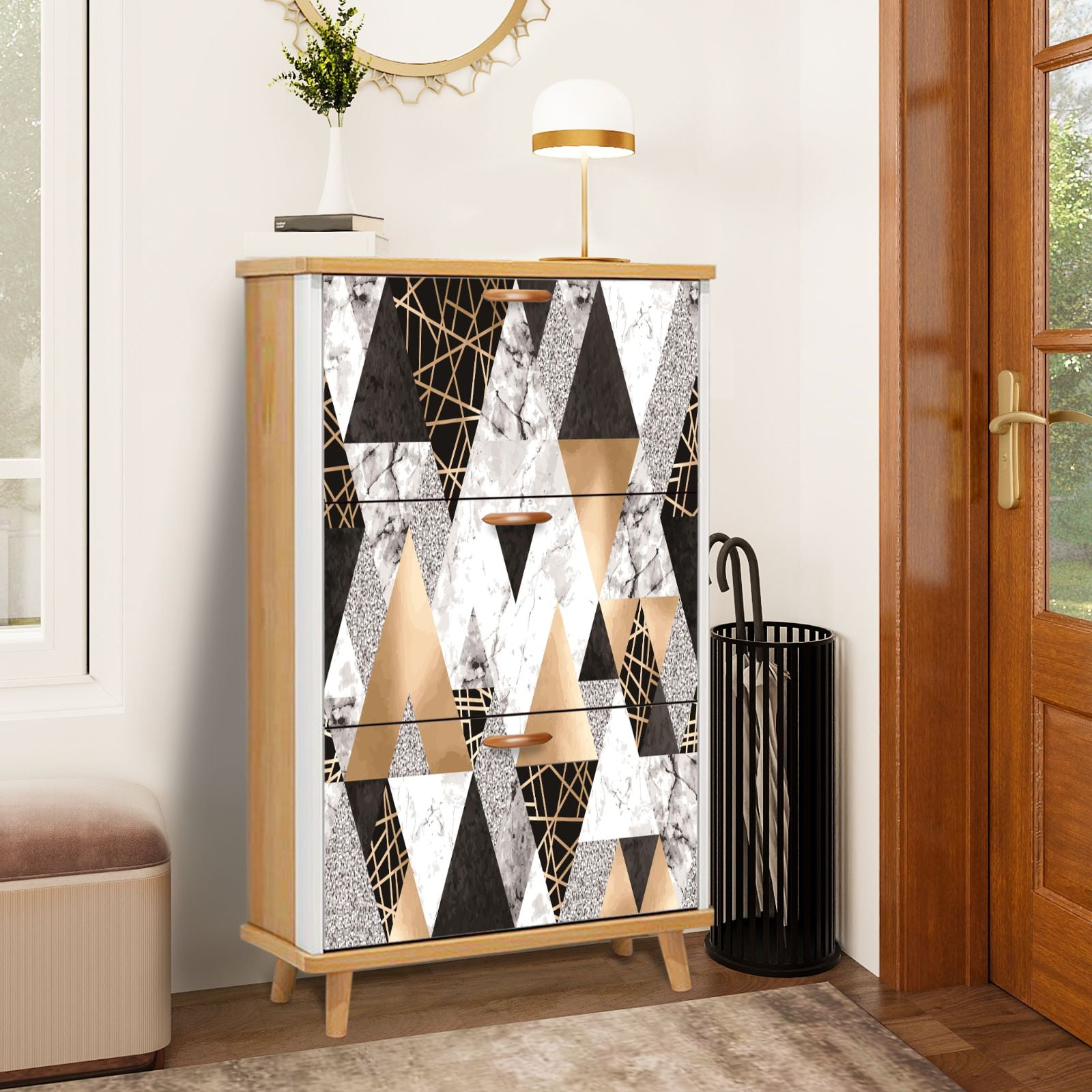 Shoe Storage Cabinet with 3 Flip Drawers for Entryway seamless ...