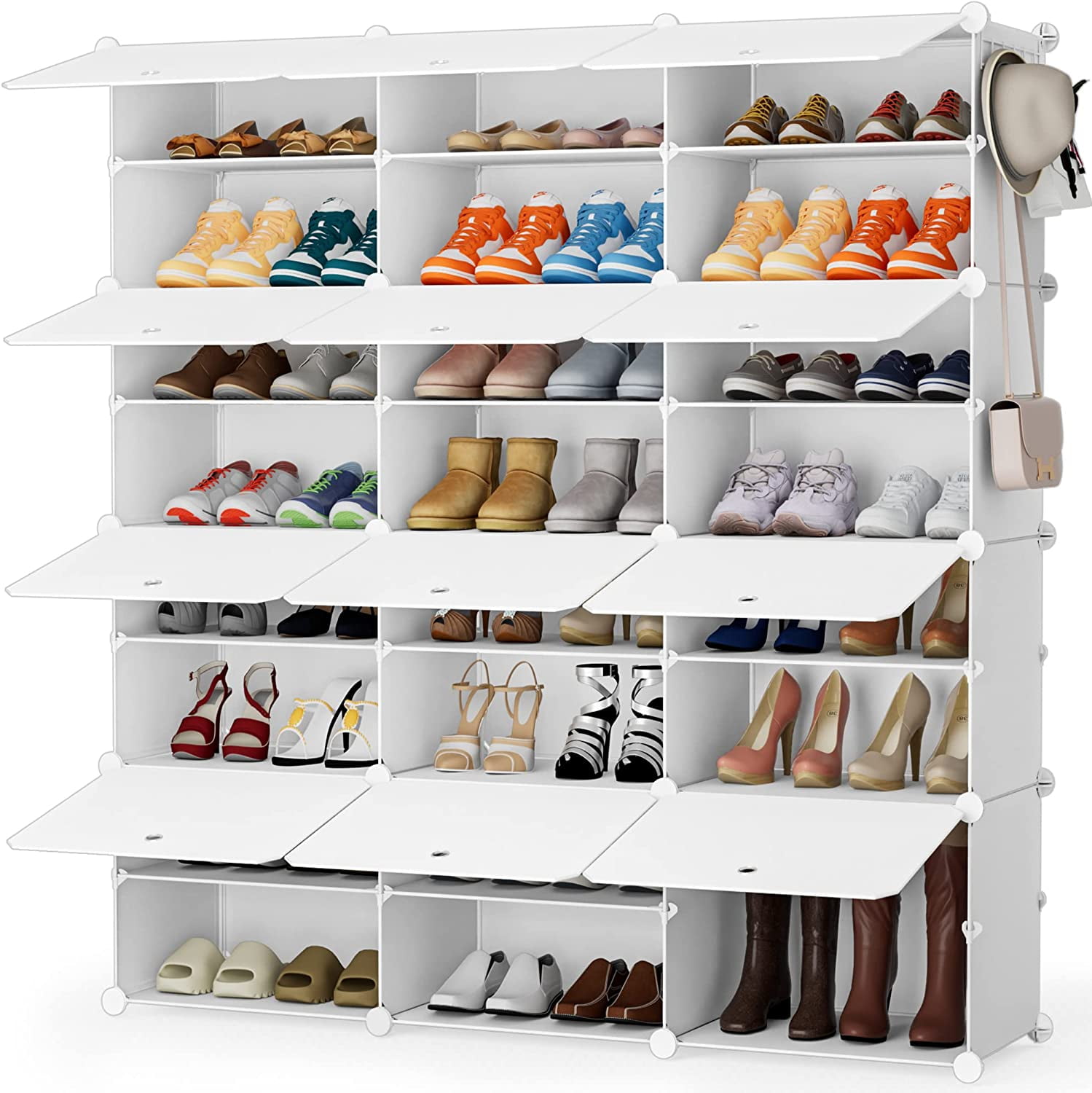 Shoe Storage Cabinet, 48 Pairs Shoe Rack 3 by 8 Tier Space Saving Shoe ...