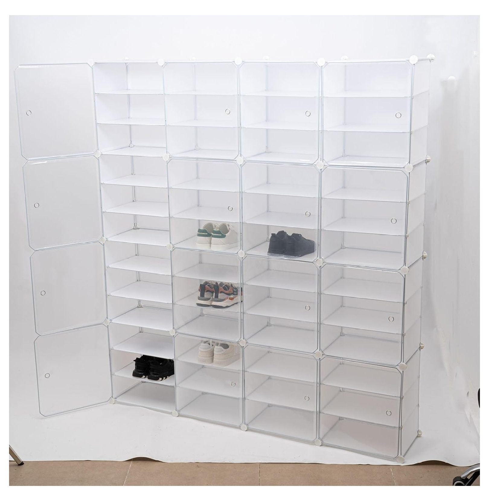 Shoe Storage Cabinet,96 Pair Shoe Organizer 12-Tier Extra Large Plastic ...