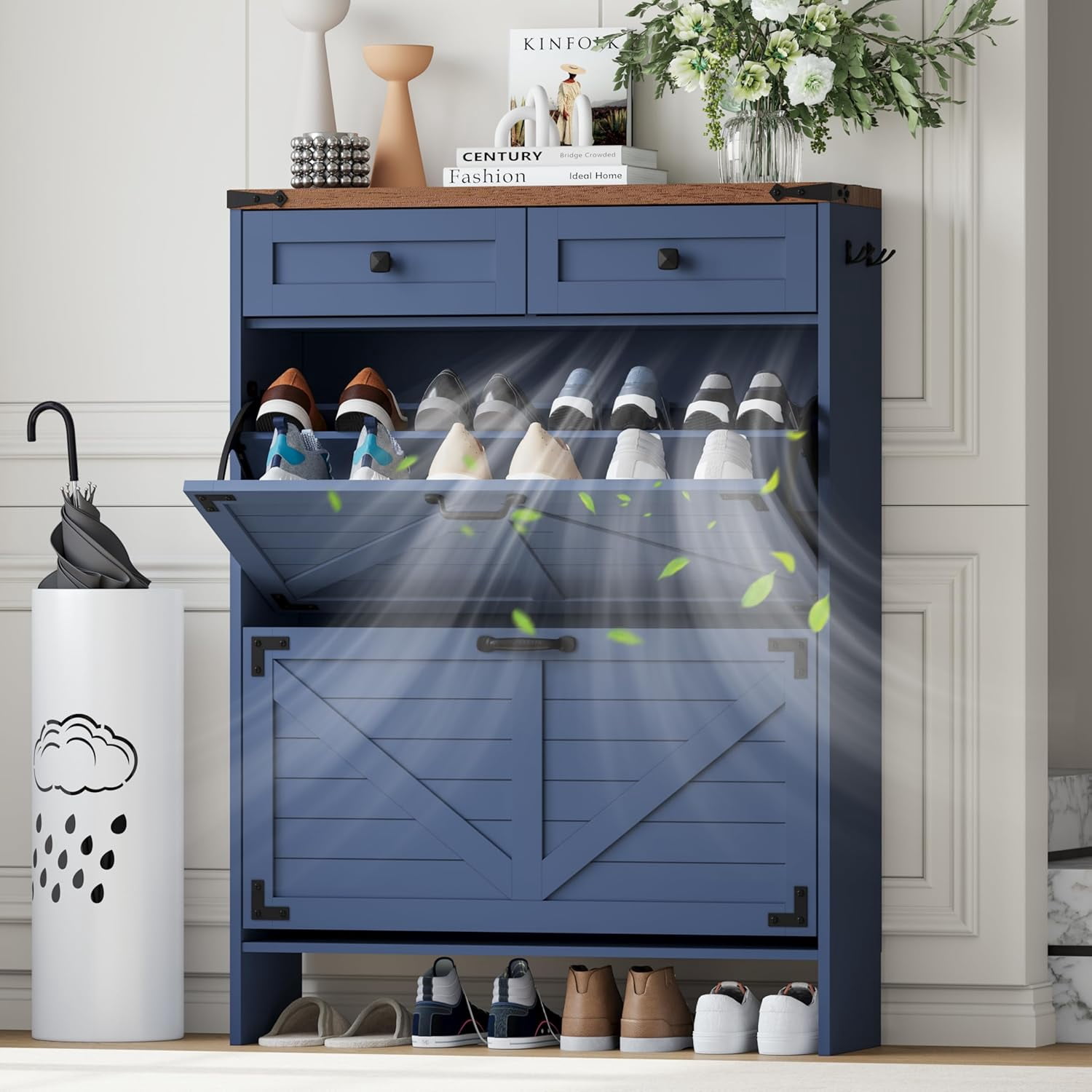 Shoe Storage Cabinet with Deodorizing Function, Farmhouse Narrow Shoe ...