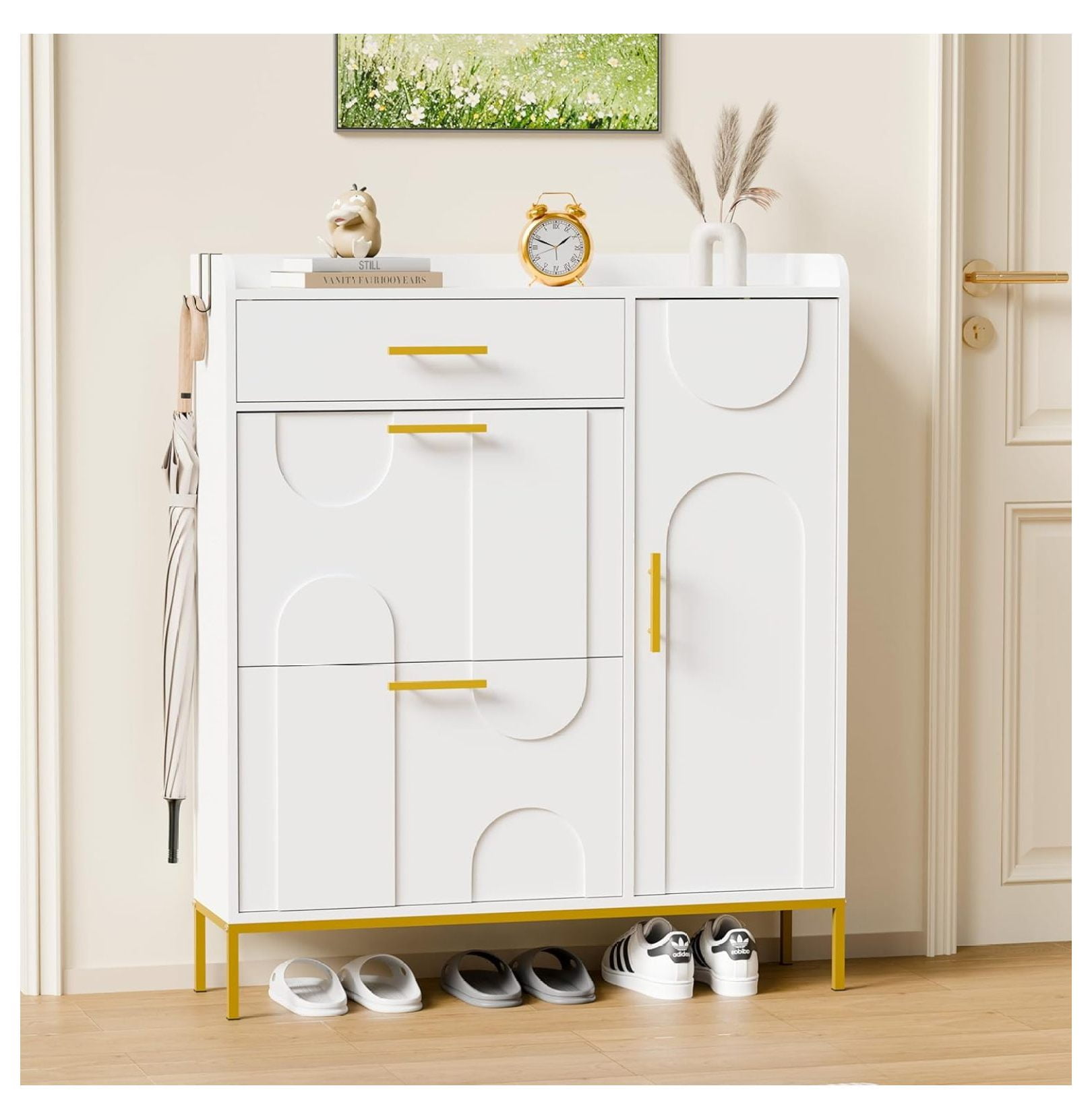 Shoe Storage Cabinet with Drawers & Side Door – Entryway Shoe Organizer ...