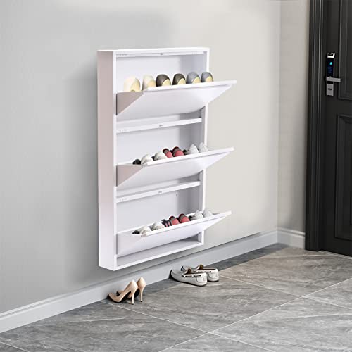 Shoe Storage Cabinet for Entryway 3 Drawer Shoe Organizer Wall Mounted ...