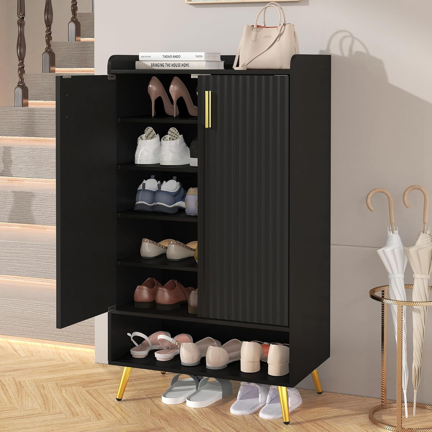 Shoe Storage Cabinet for Entryway - 6-Tier Shoe Cabinet with Doors ...