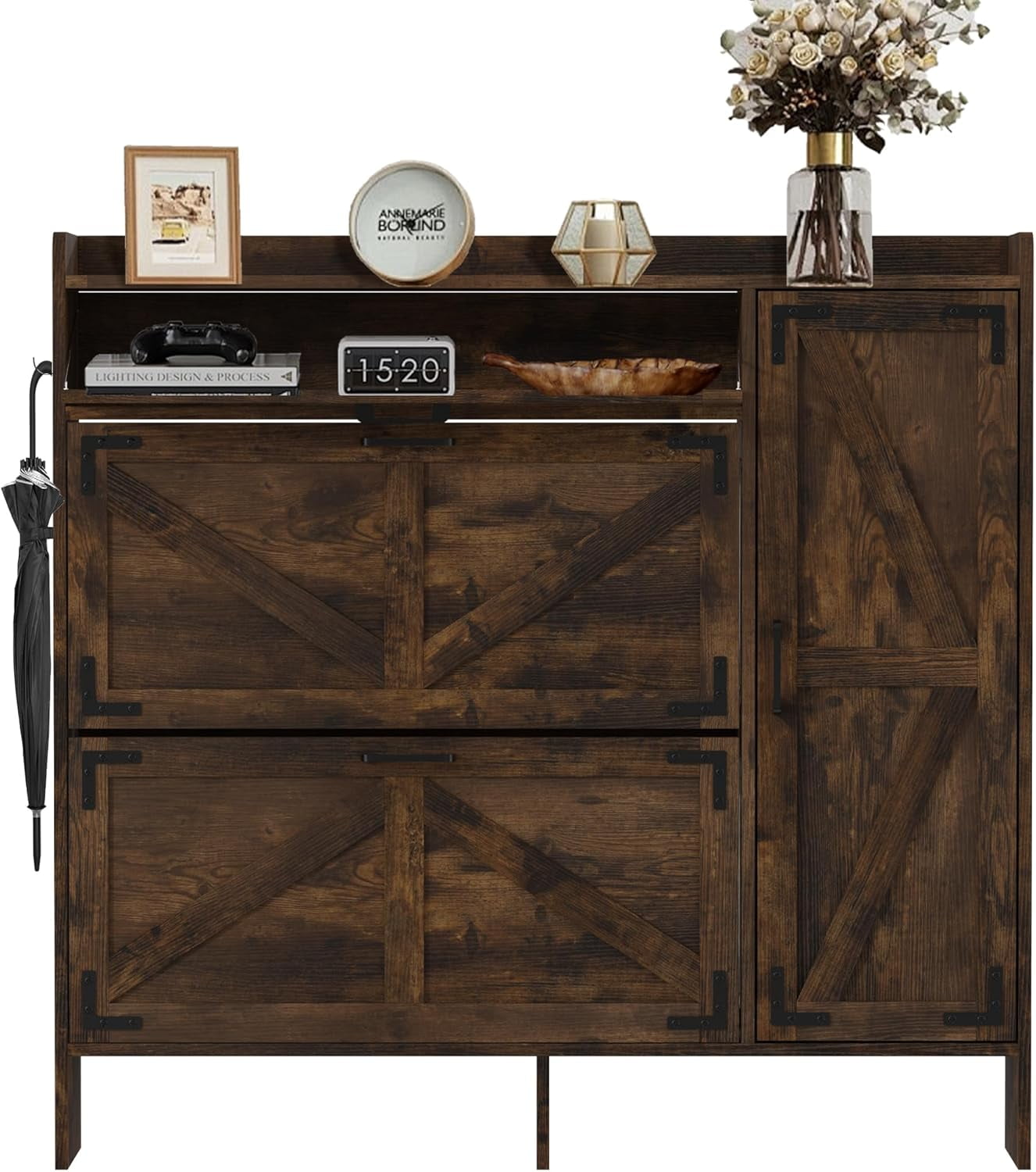 Shoe Storage Cabinet for Entryway, Hidden Shoe Rack Cabinet with 2 Flip ...