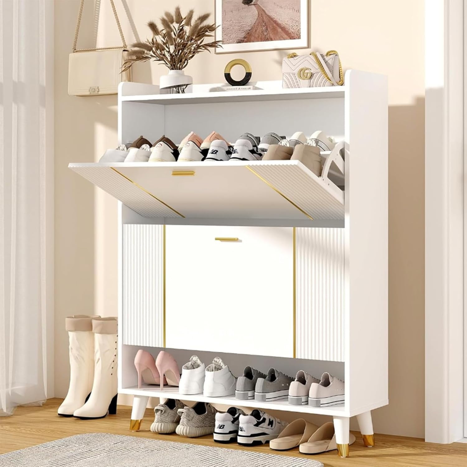 Shoe Storage Cabinet for Entryway Hidden Shoe Cabinet with Doors Shoe ...