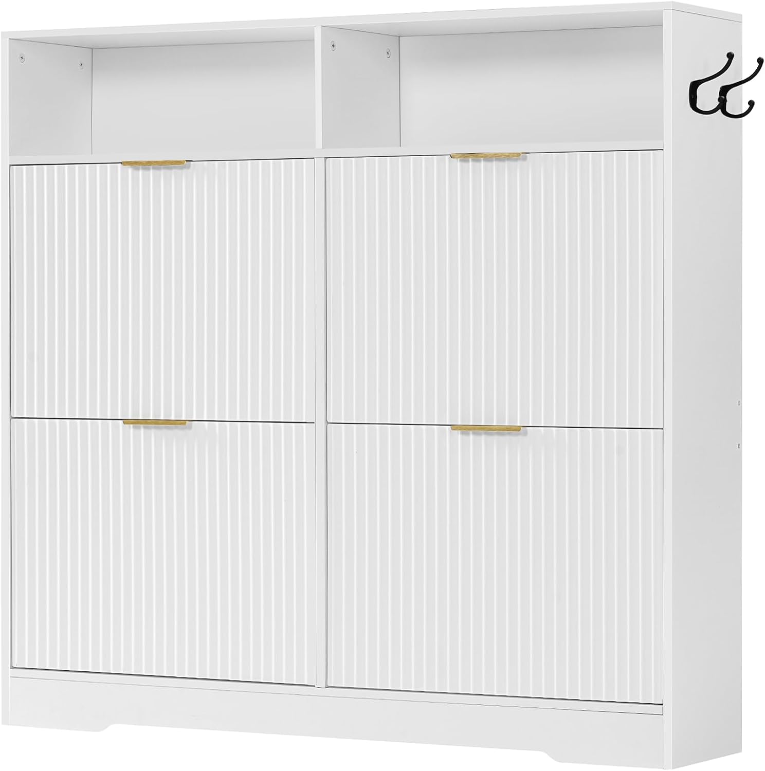 Shoe Storage Cabinet, Freestanding Shoe Organizer with 4 Flip Drawers ...