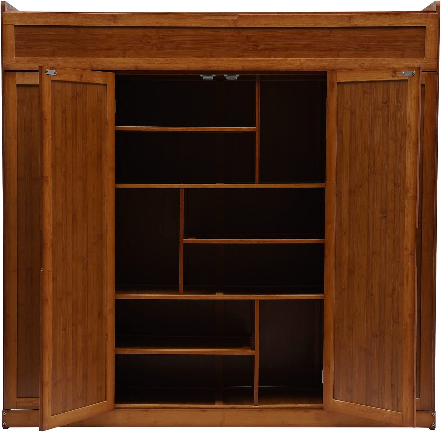 Shoe Storage Cabinet Large 7 Tier Bamboo Shoe Storage Cabinet Boots ...