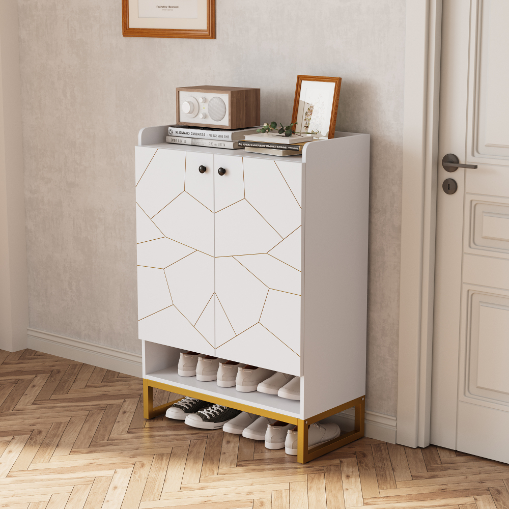 Shoe Storage Cabinet, Modern Freestanding Shoe Cabinet with Open Shelf ...