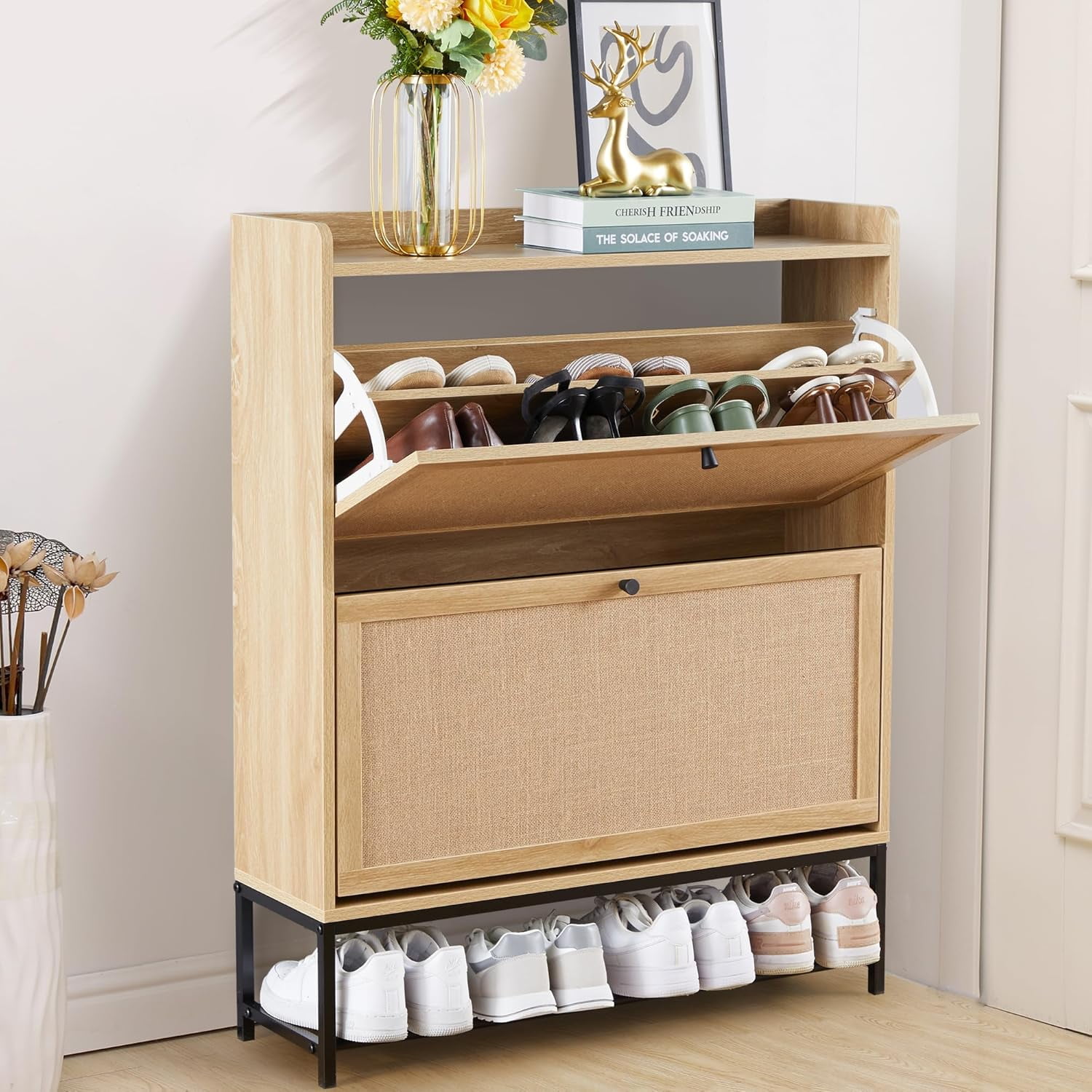 Shoe Storage Cabinet, Shoe Rack Storage Organizer Freestanding Shoe ...