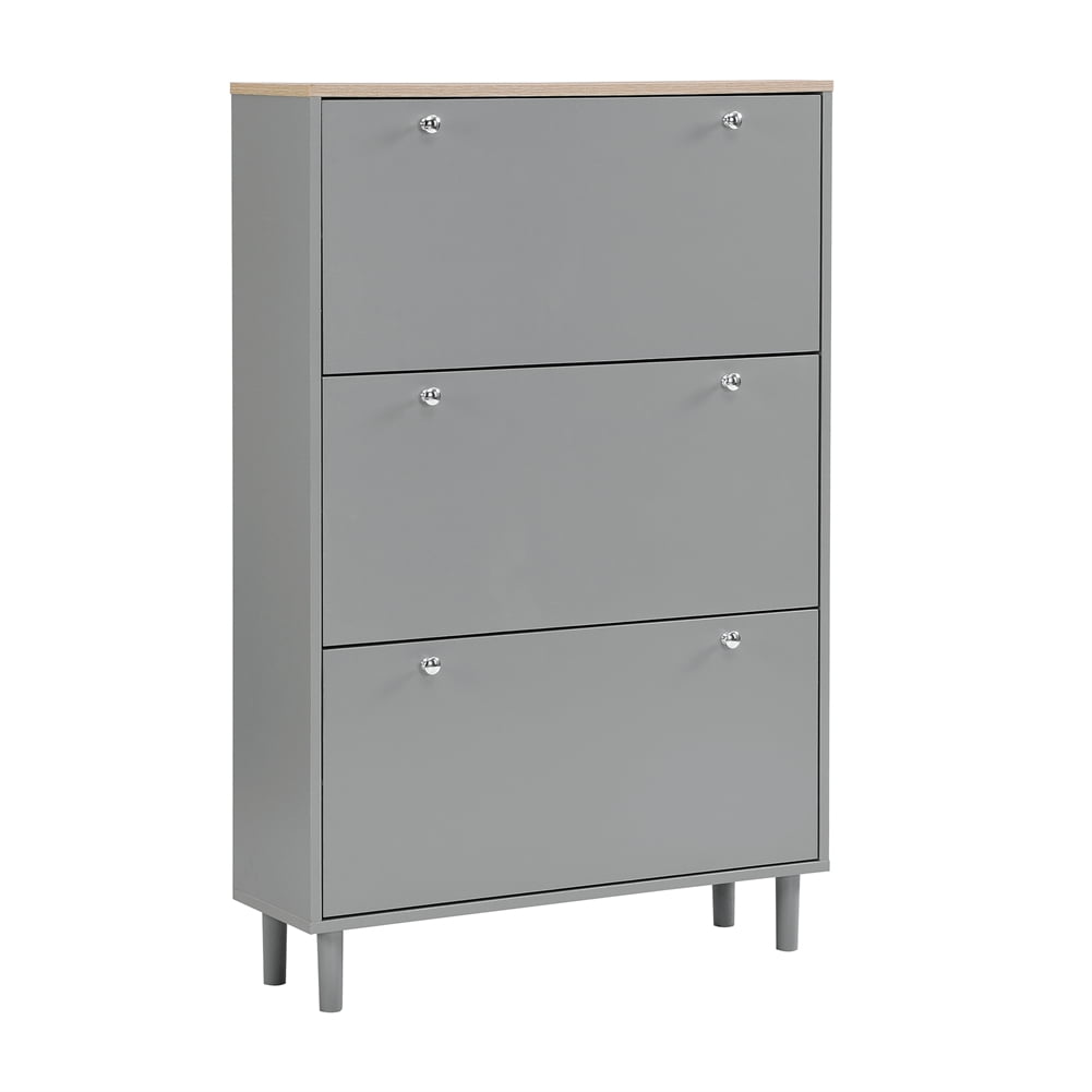 Shoe Storage Cabinet With 3Drawers & 3 Metal Hooks, Narrow Shoe ...