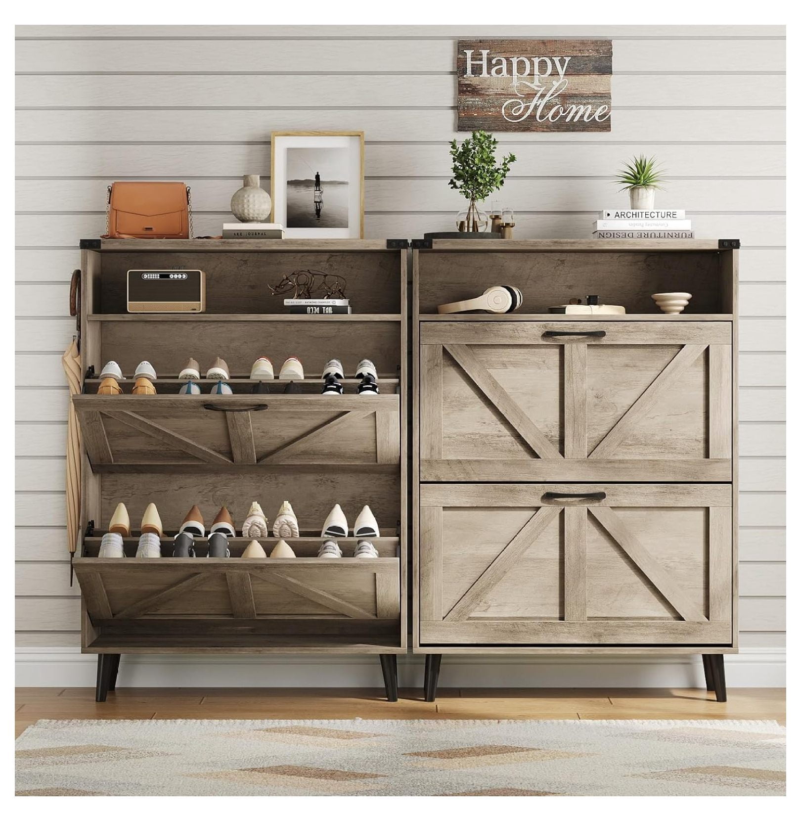 Shoe Storage Cabinet with 2 Drawers,Freestanding Narrow Shoe Organizer ...