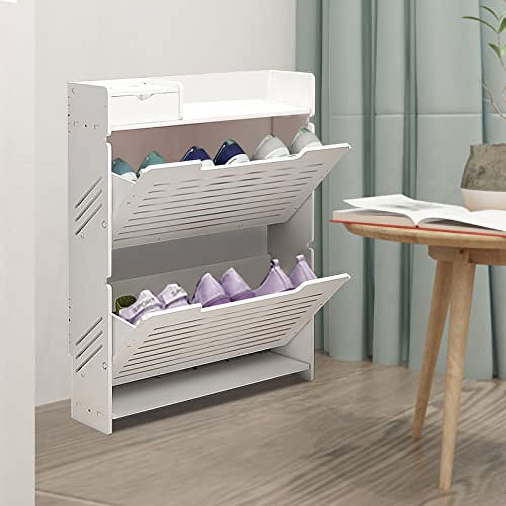 Shoe Storage Cabinet with 2 Flip Drawers,Freestanding Shoe Rack,Flip ...