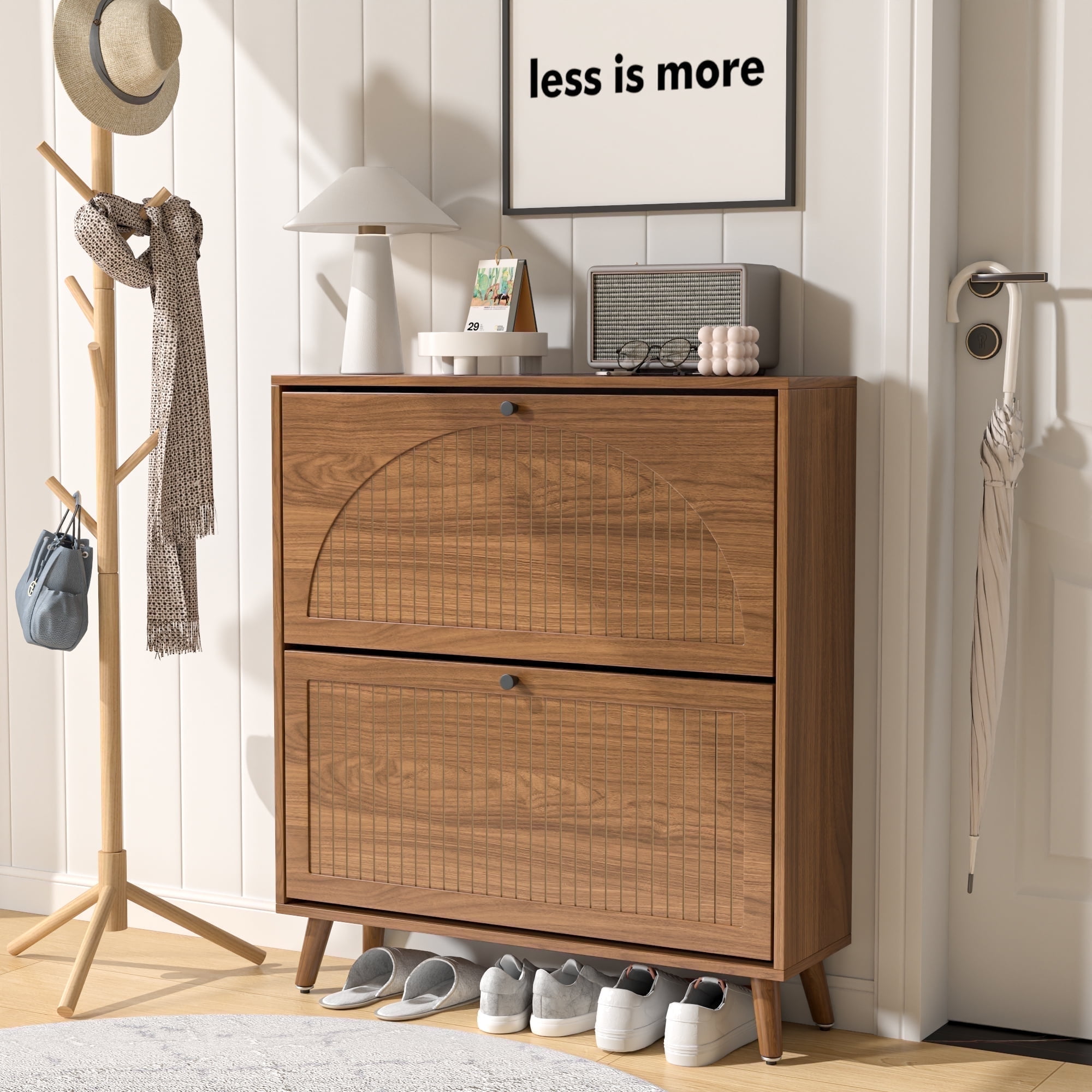 Shoe Storage Cabinet with 2 Flip Drawers, Modern Shoe Cabinet Storage ...