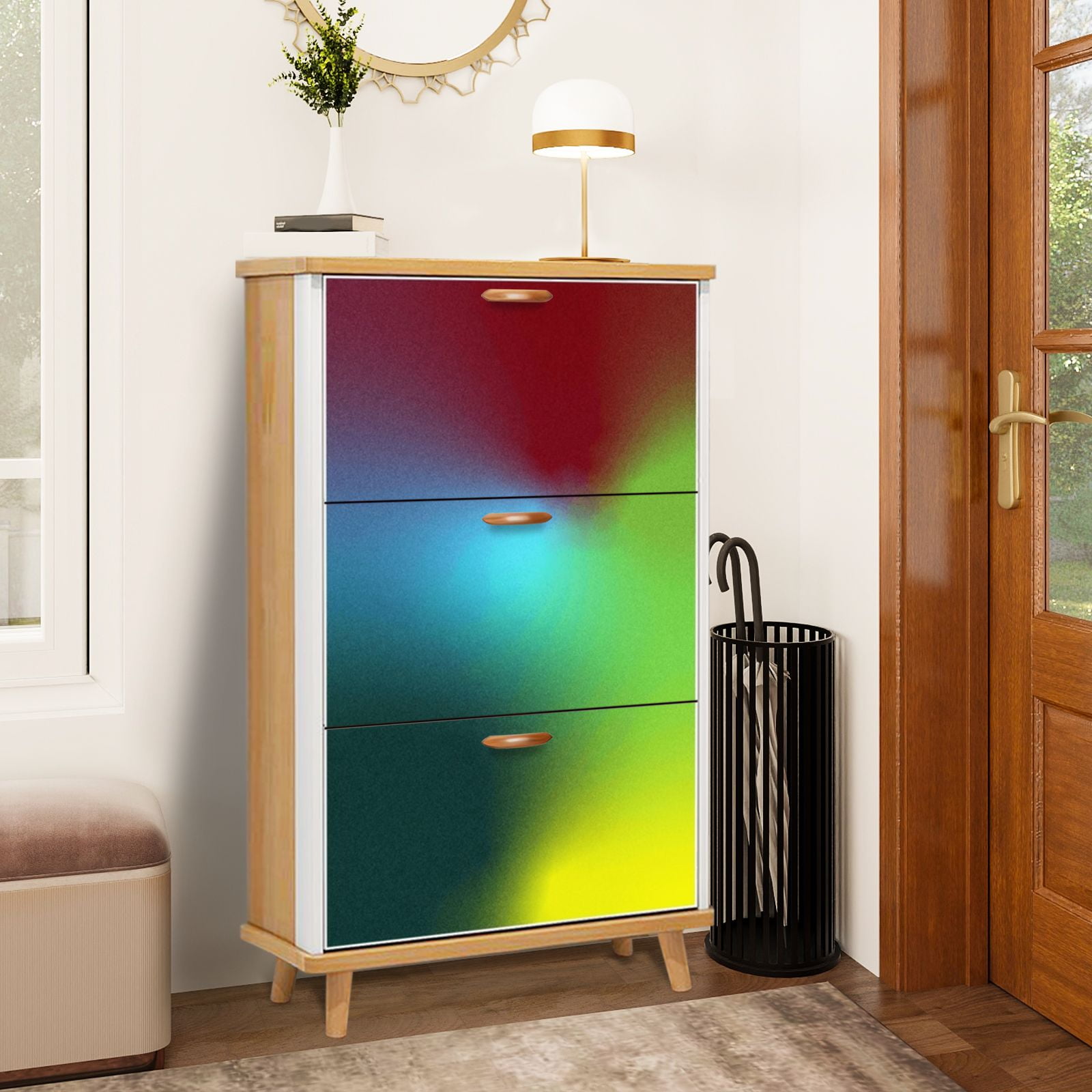 Shoe Storage Cabinet with 3 Flip Drawers for Abstract modern colored ...