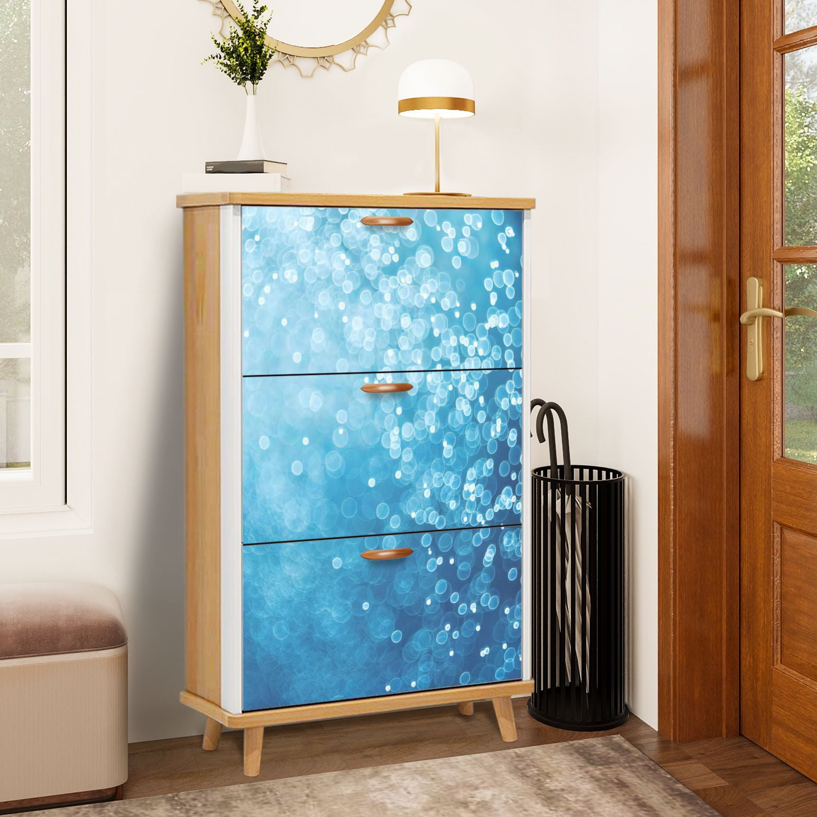 Shoe Storage Cabinet with 3 Flip Drawers for Abstract water bubble Shoe ...