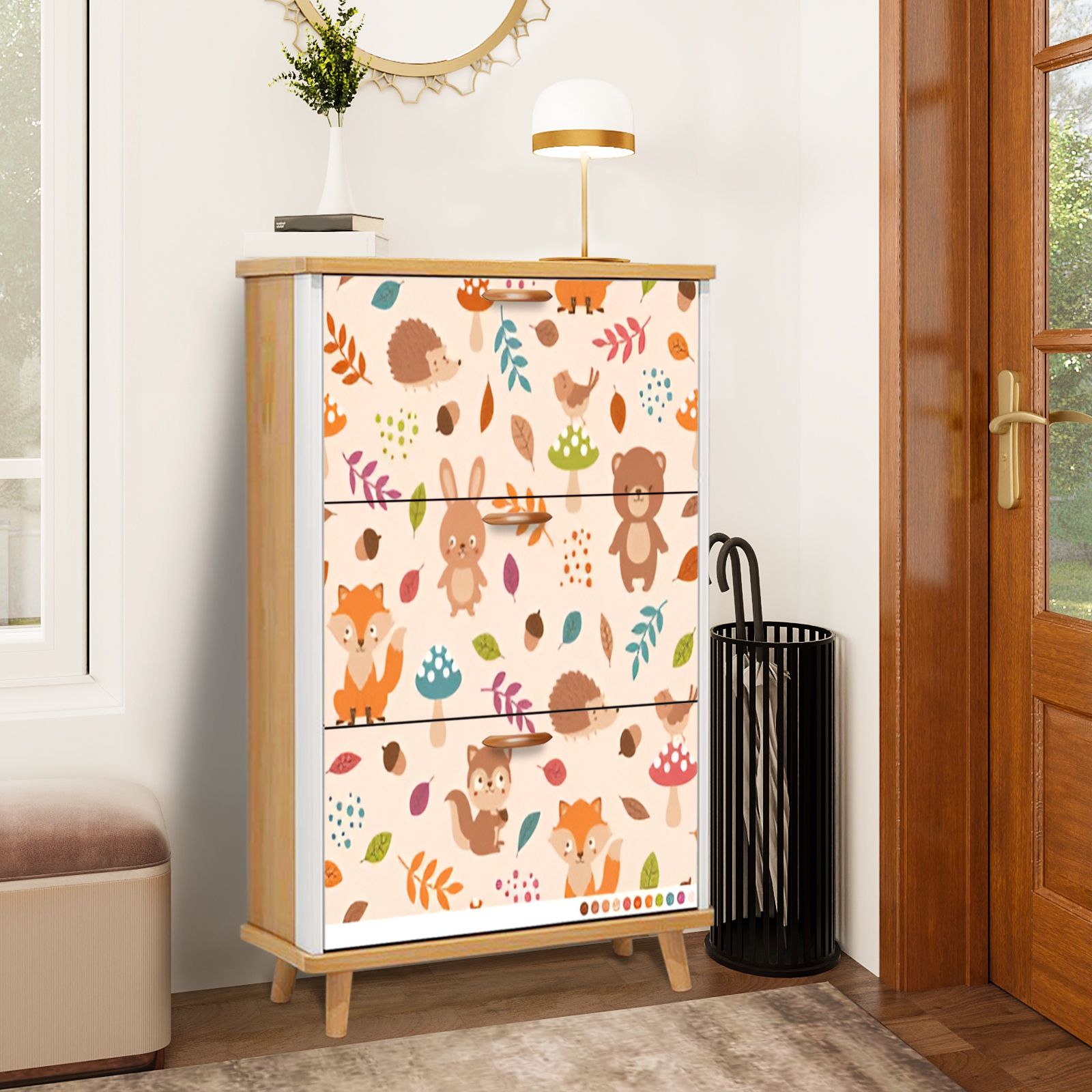 Shoe Storage Cabinet with 3 Flip Drawers for Cute woodland animals Shoe ...