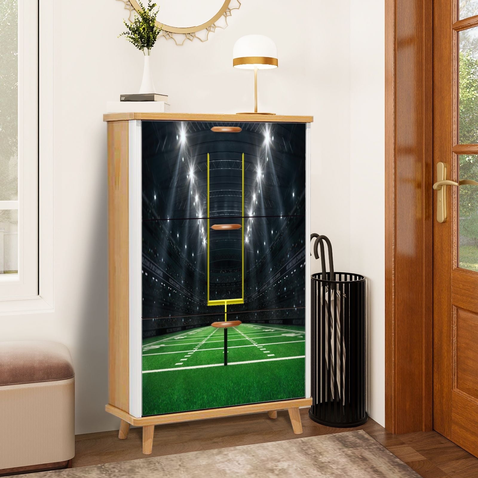 Shoe Storage Cabinet with 3 Flip Drawers for Entryway American football ...