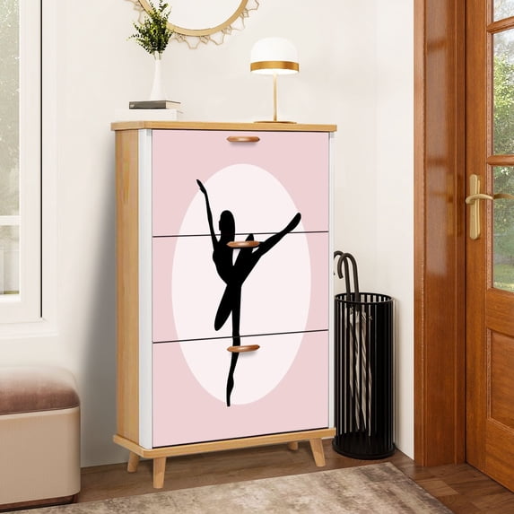 Shoe Storage Cabinet with 3 Flip Drawers for Entryway Ballet dancer ...