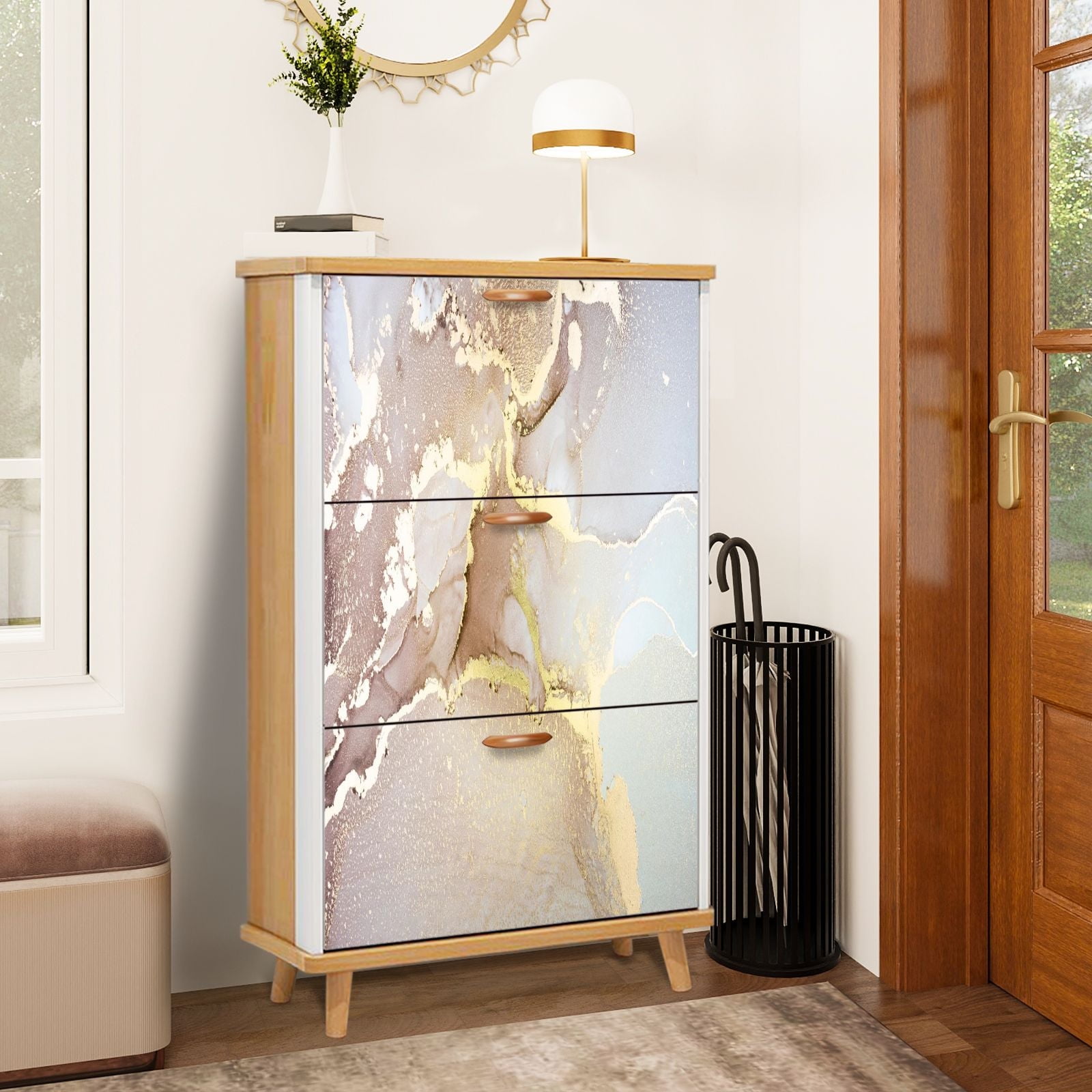 Shoe Storage Cabinet with 3 Flip Drawers for Entryway Luxury abstract ...