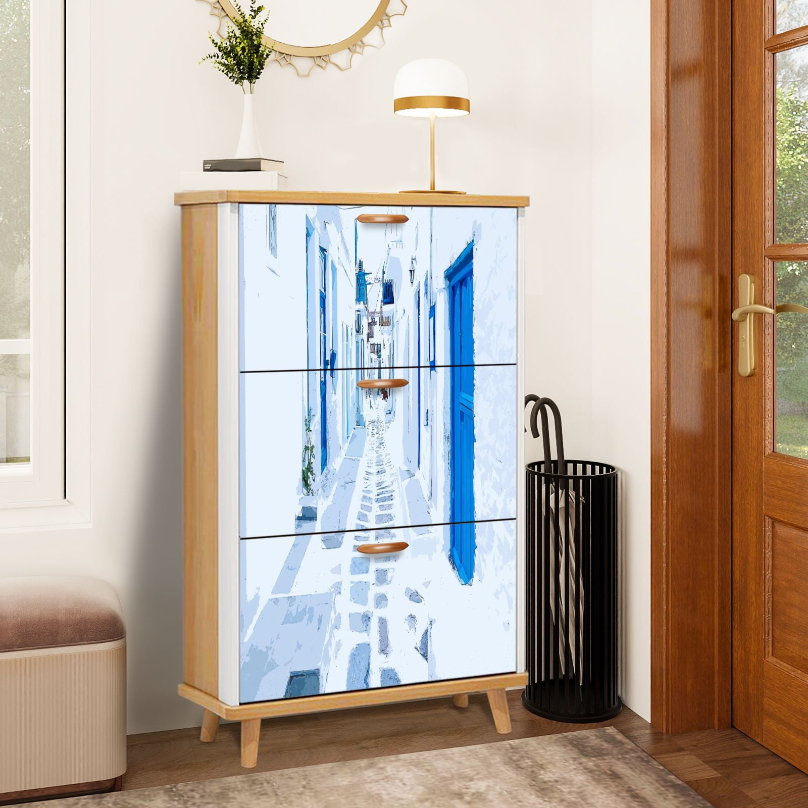 Shoe Storage Cabinet with 3 Flip Drawers for Entryway MyKonos Greece ...