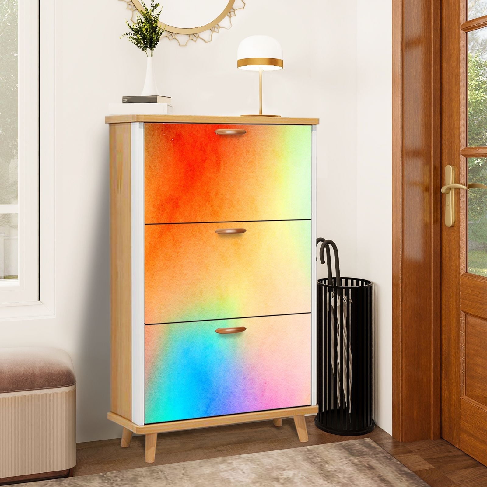 Shoe Storage Cabinet with 3 Flip Drawers for Entryway Sweet pastel ...