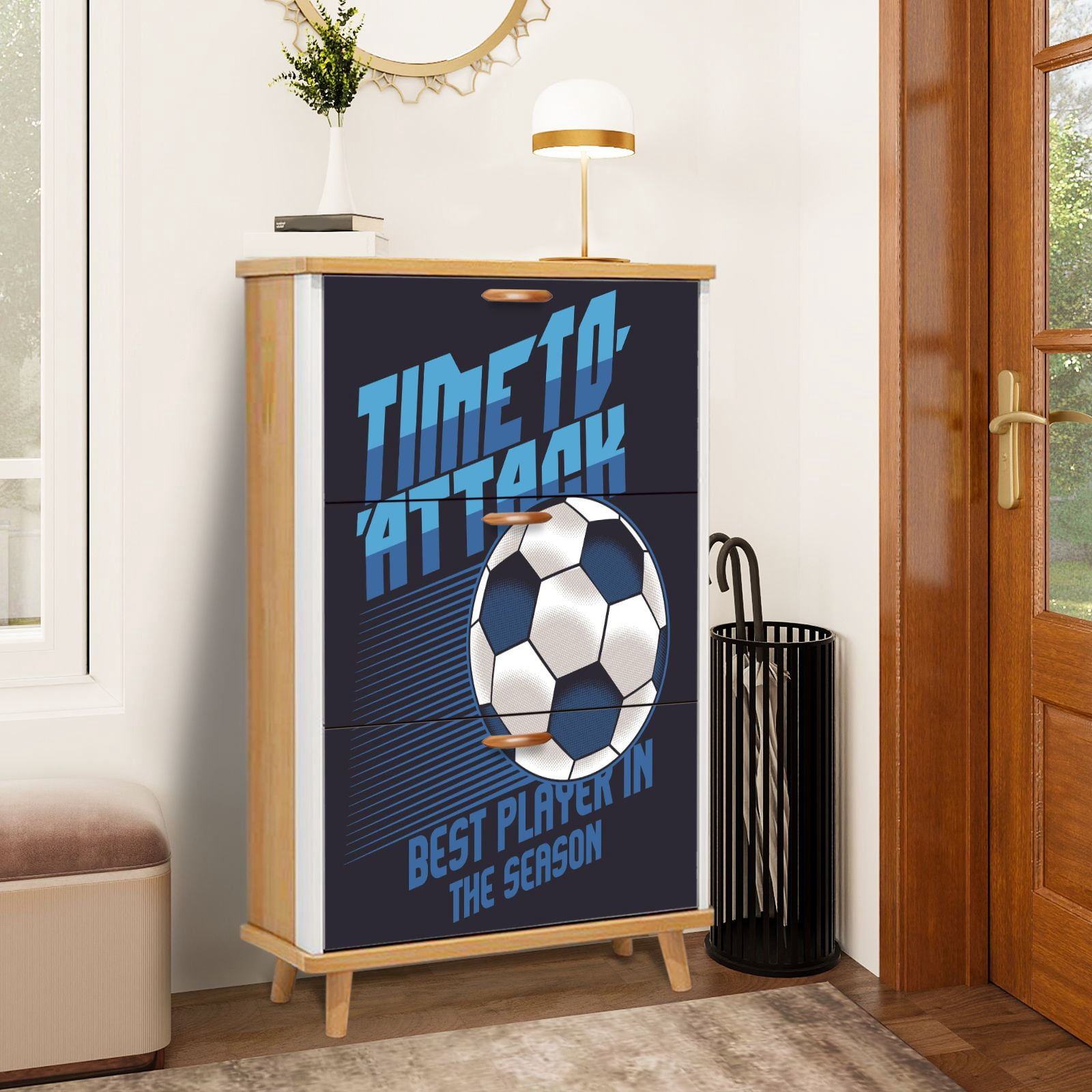 Shoe Storage Cabinet with 3 Flip Drawers for Entryway football teams ...