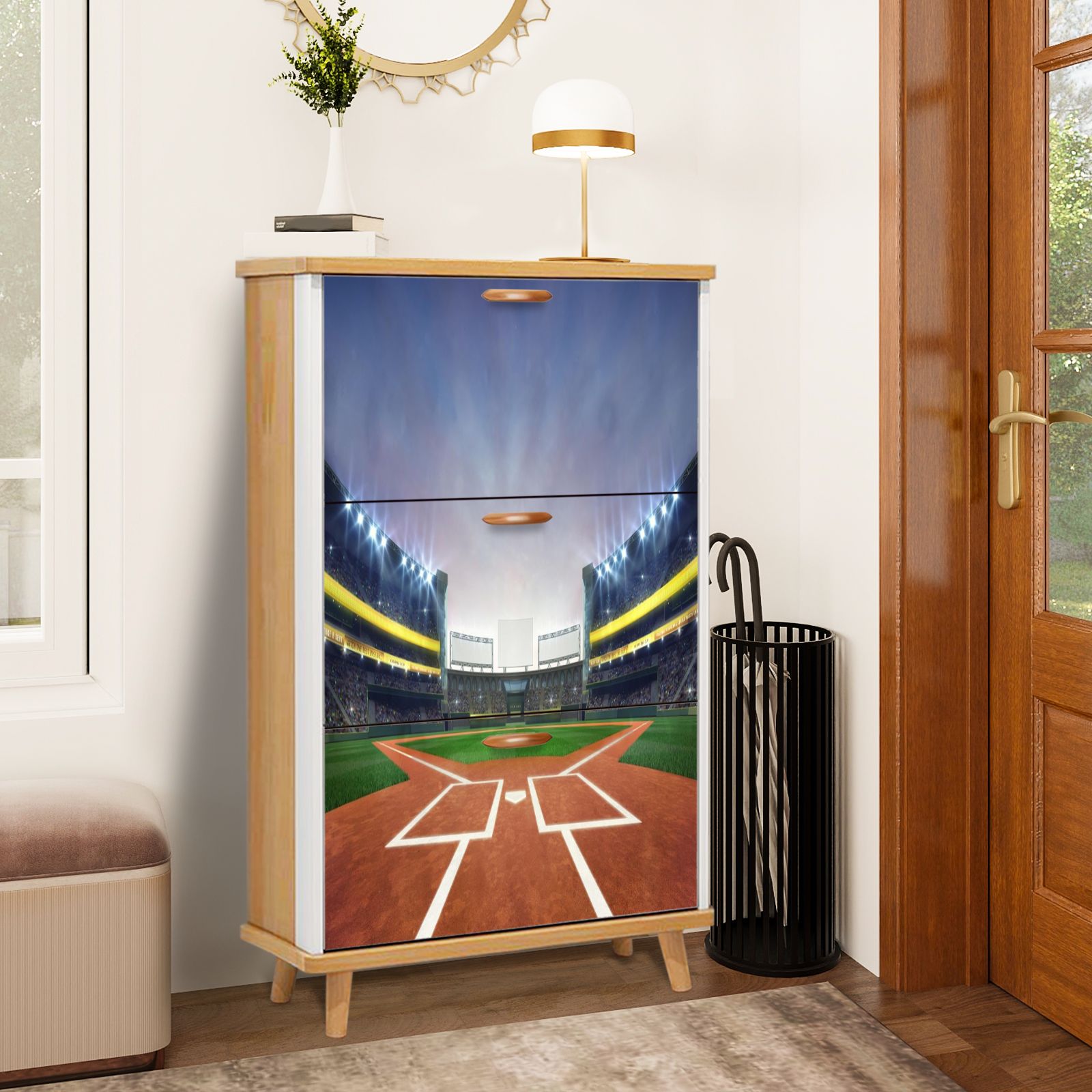 Shoe Storage Cabinet with 3 Flip Drawers for Entryway grand baseball ...