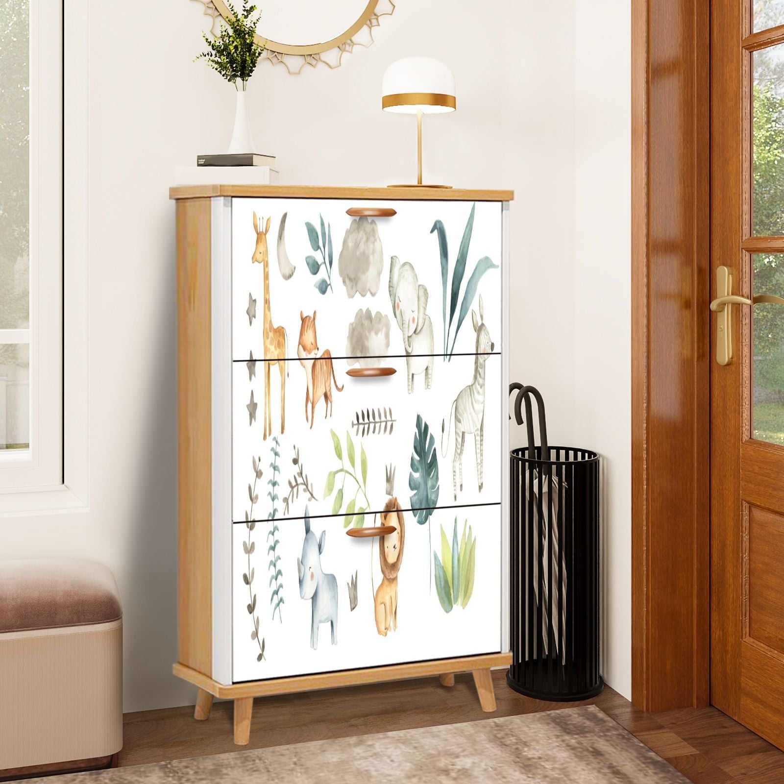 Shoe Storage Cabinet with 3 Flip Drawers for Entryway animals ...