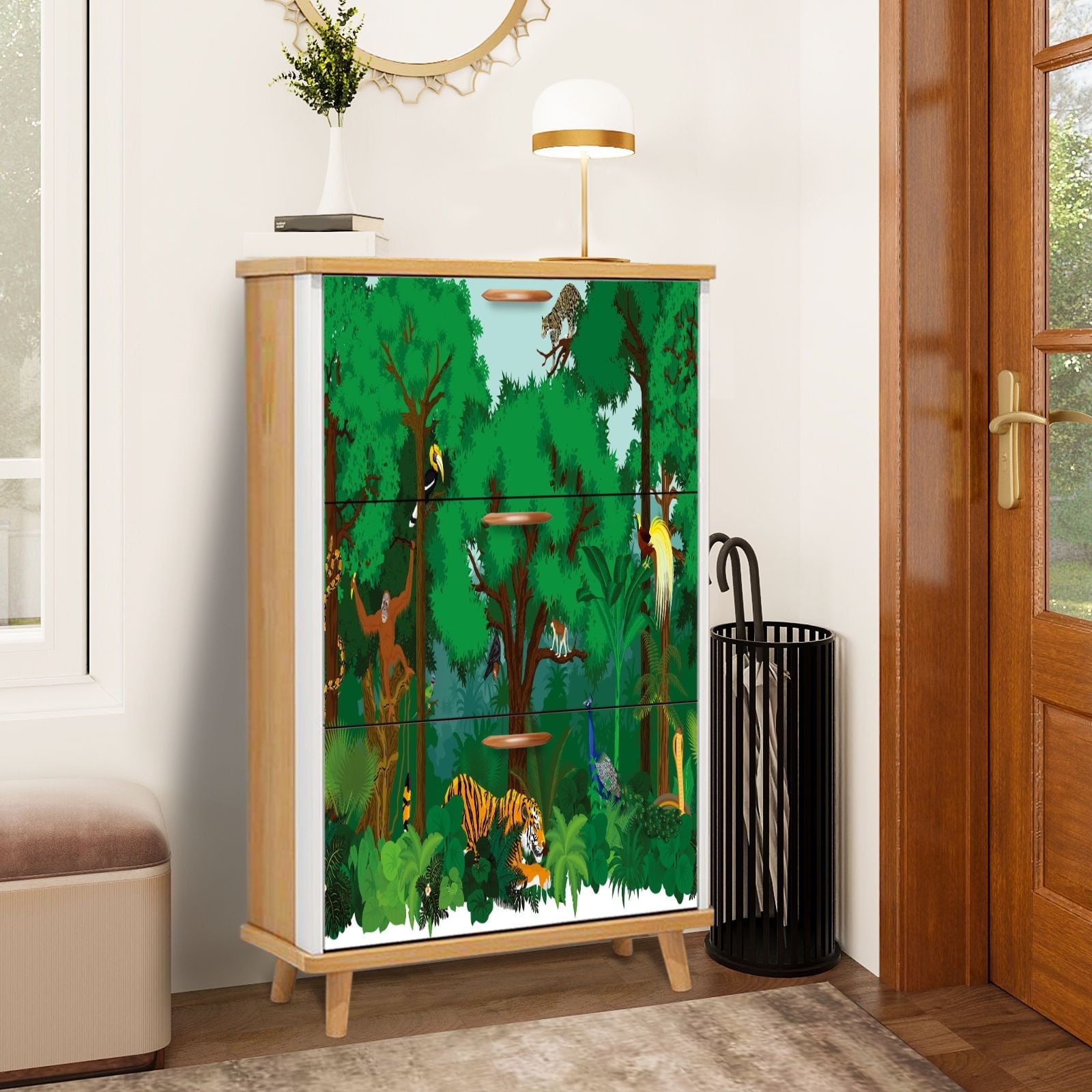 Shoe Storage Cabinet with 3 Flip Drawers for Entryway asian seamless ...