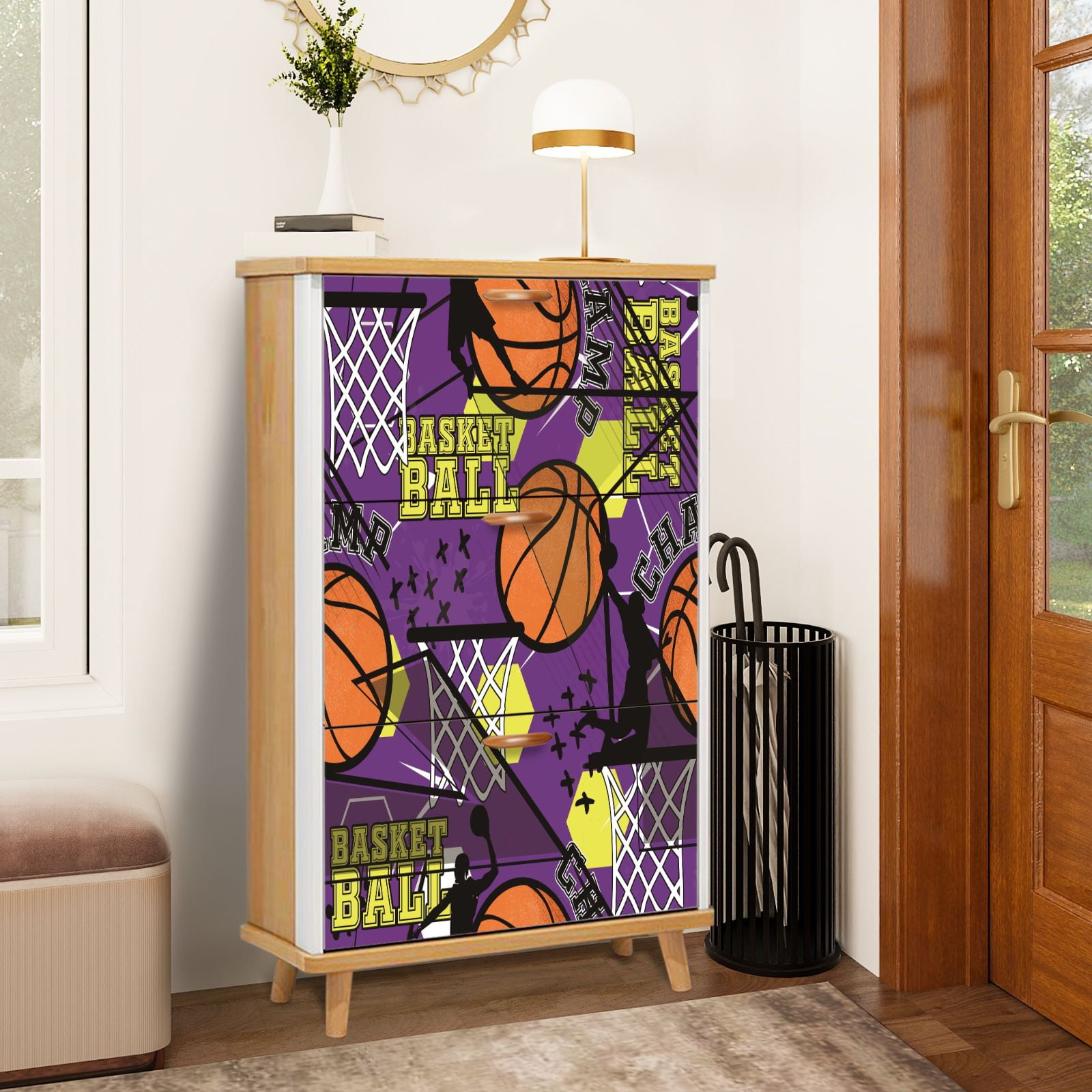 Shoe Storage Cabinet with 3 Flip Drawers for Entryway seamless ...