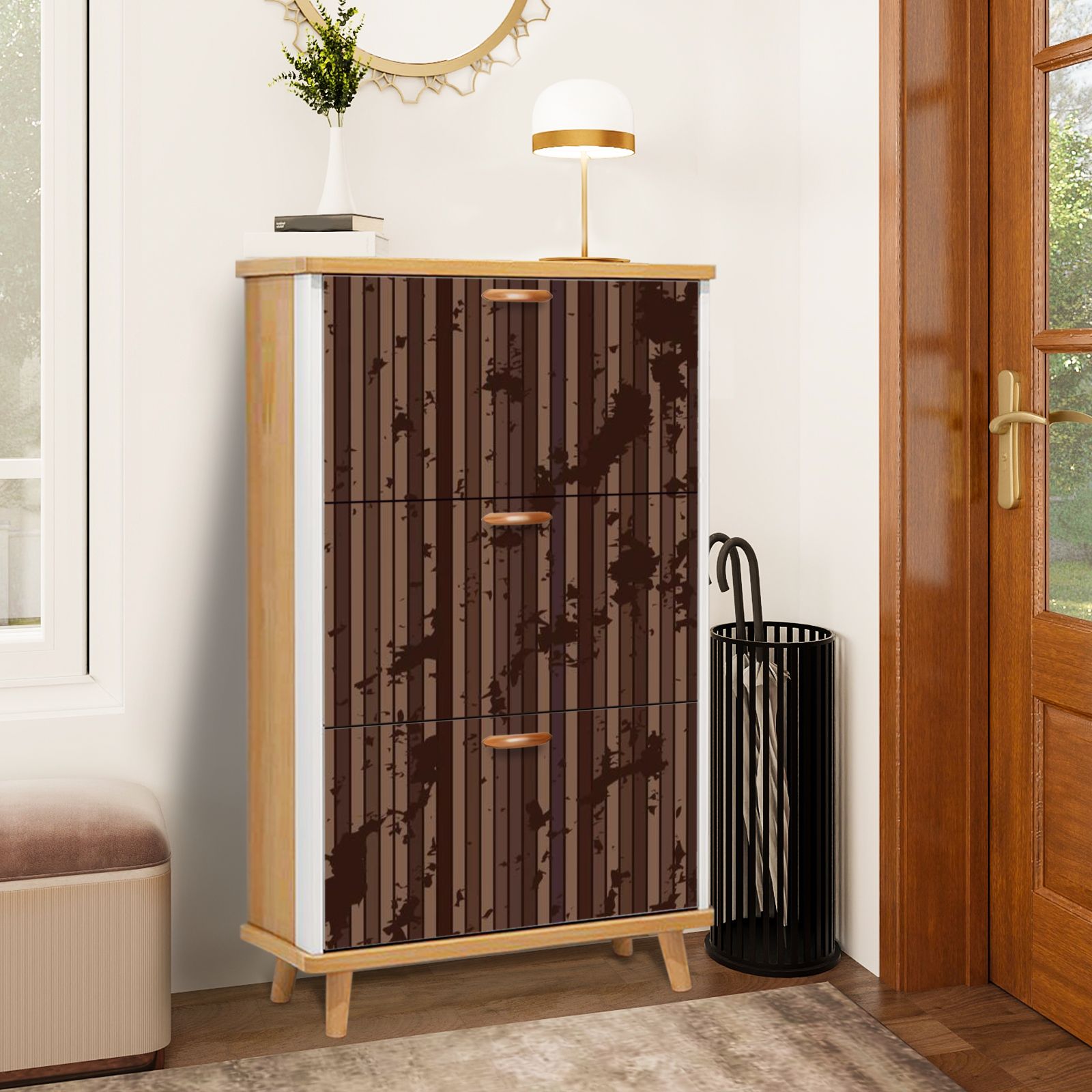 Shoe Storage Cabinet with 3 Flip Drawers for Is texture premier wood ...