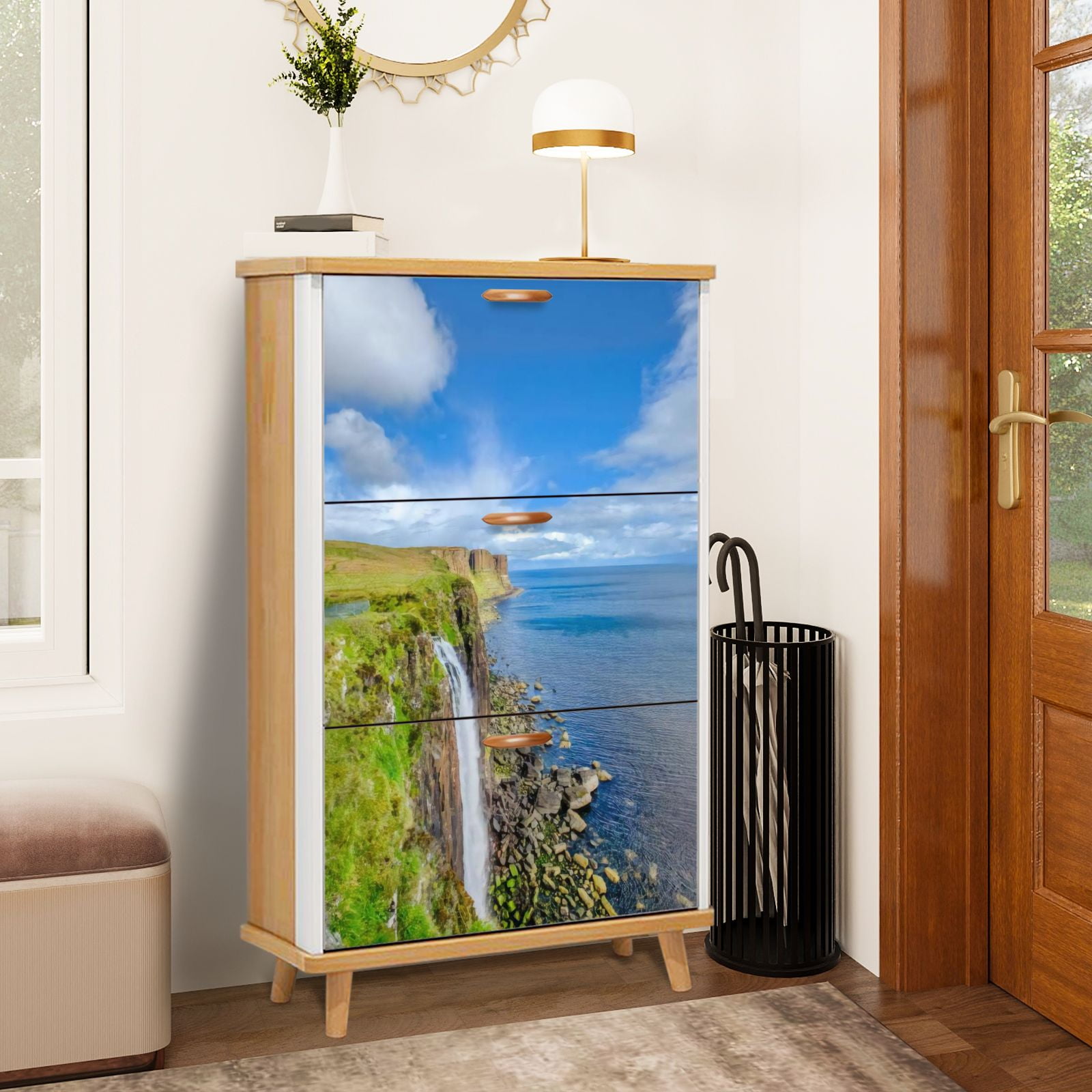 Shoe Storage Cabinet with 3 Flip Drawers for Kilt Rock Mealt Falls Isle ...