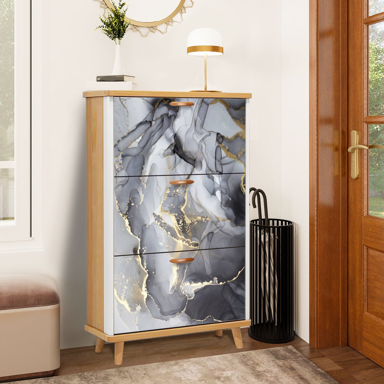 Shoe Storage Cabinet with 3 Flip Drawers for Luxury abstract liquid ...