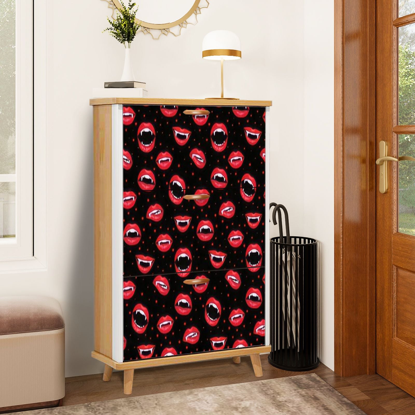 Shoe Storage Cabinet with 3 Flip Drawers for Seamless Halloween red ...