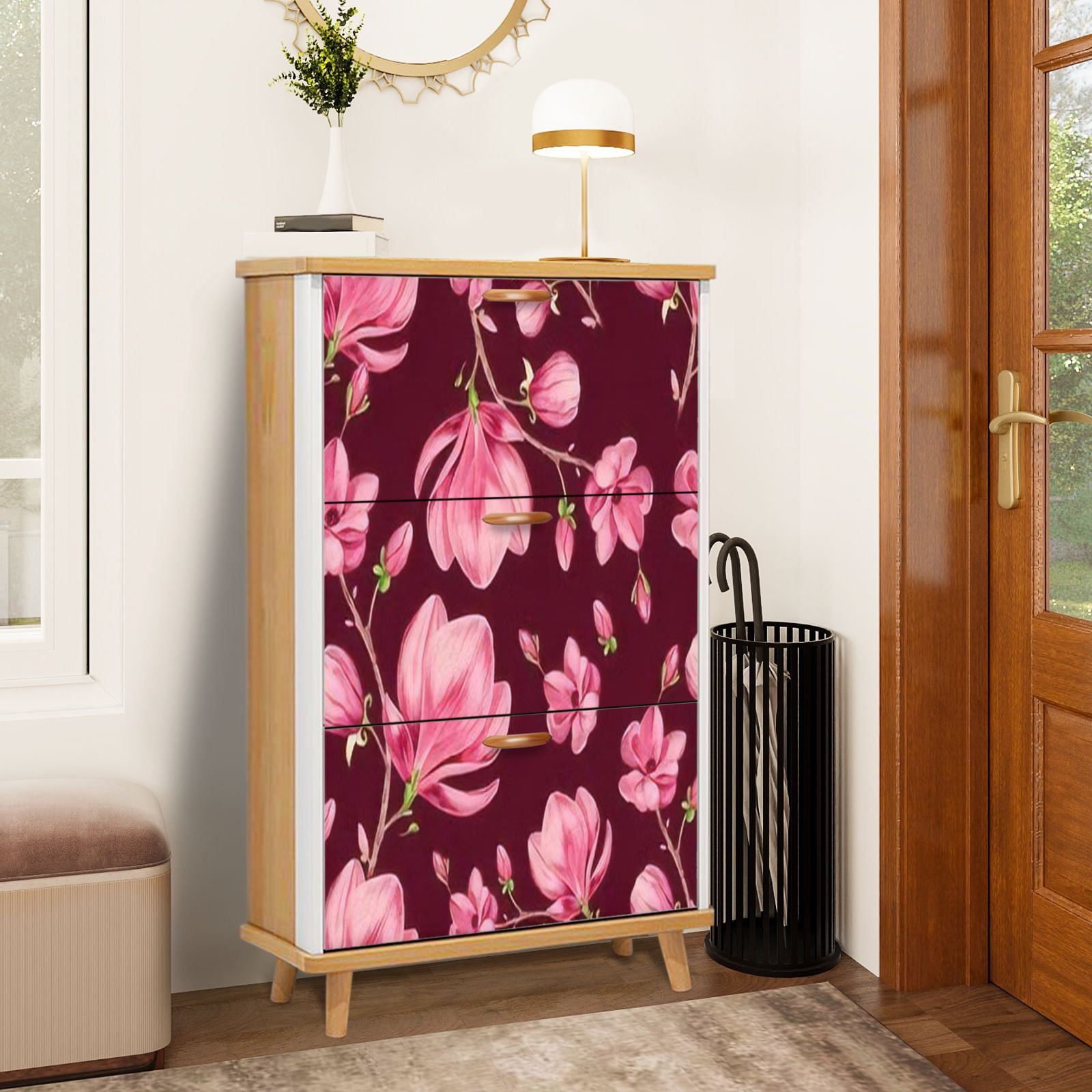 Shoe Storage Cabinet with 3 Flip Drawers for Seamless branch blossoming ...