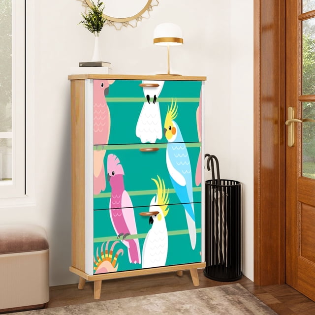 Shoe Storage Cabinet with 3 Flip Drawers for Seamless cute cartoon ...