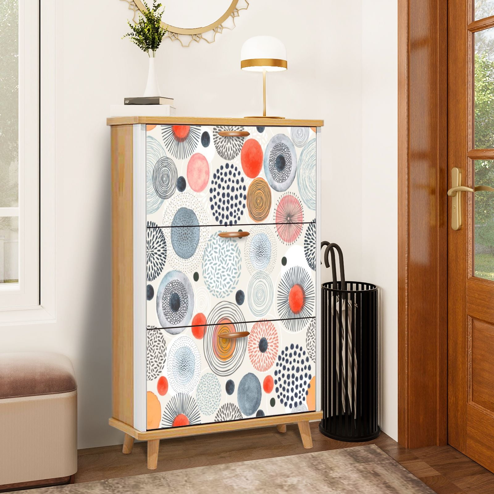 Shoe Storage Cabinet with 3 Flip Drawers for Seamless doodle circles ...