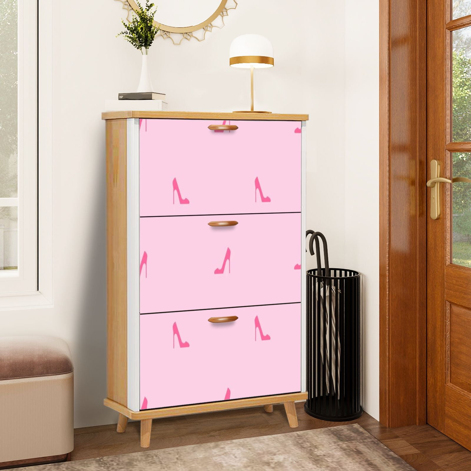 Shoe Storage Cabinet with 3 Flip Drawers for Seamless fashionable women ...
