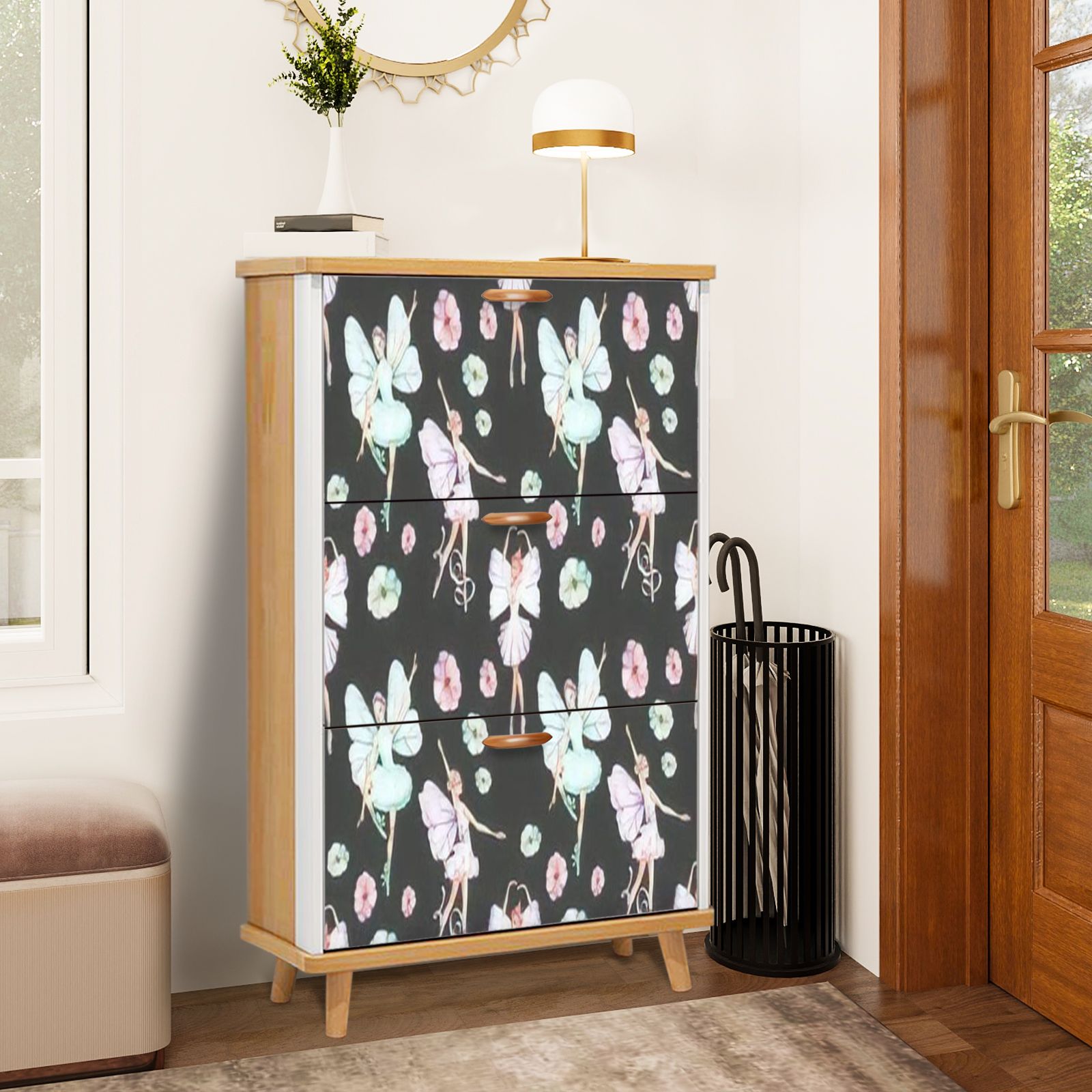 Shoe Storage Cabinet with 3 Flip Drawers for Seamless watercolor ballet ...