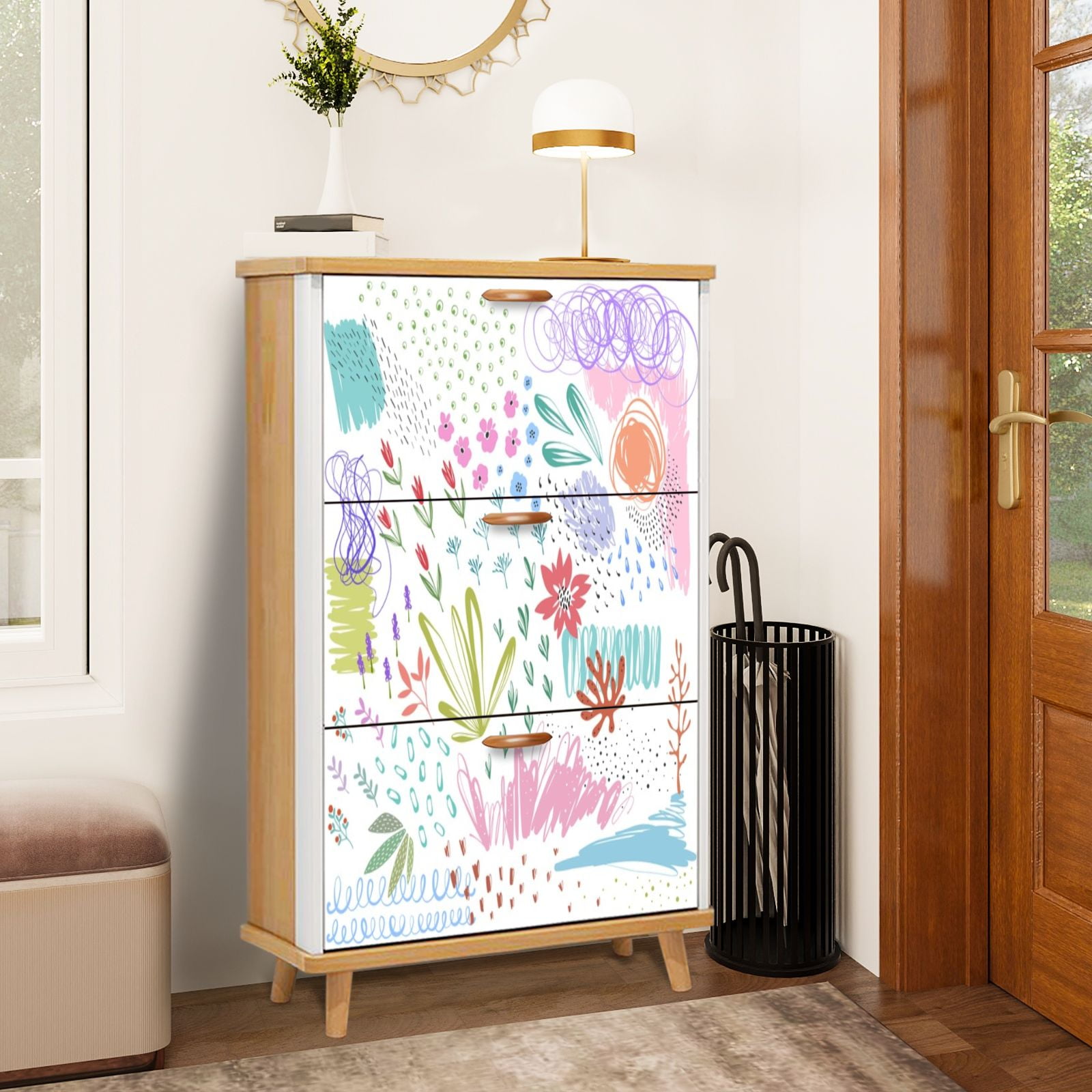 Shoe Storage Cabinet with 3 Flip Drawers for Set scribble textures ...