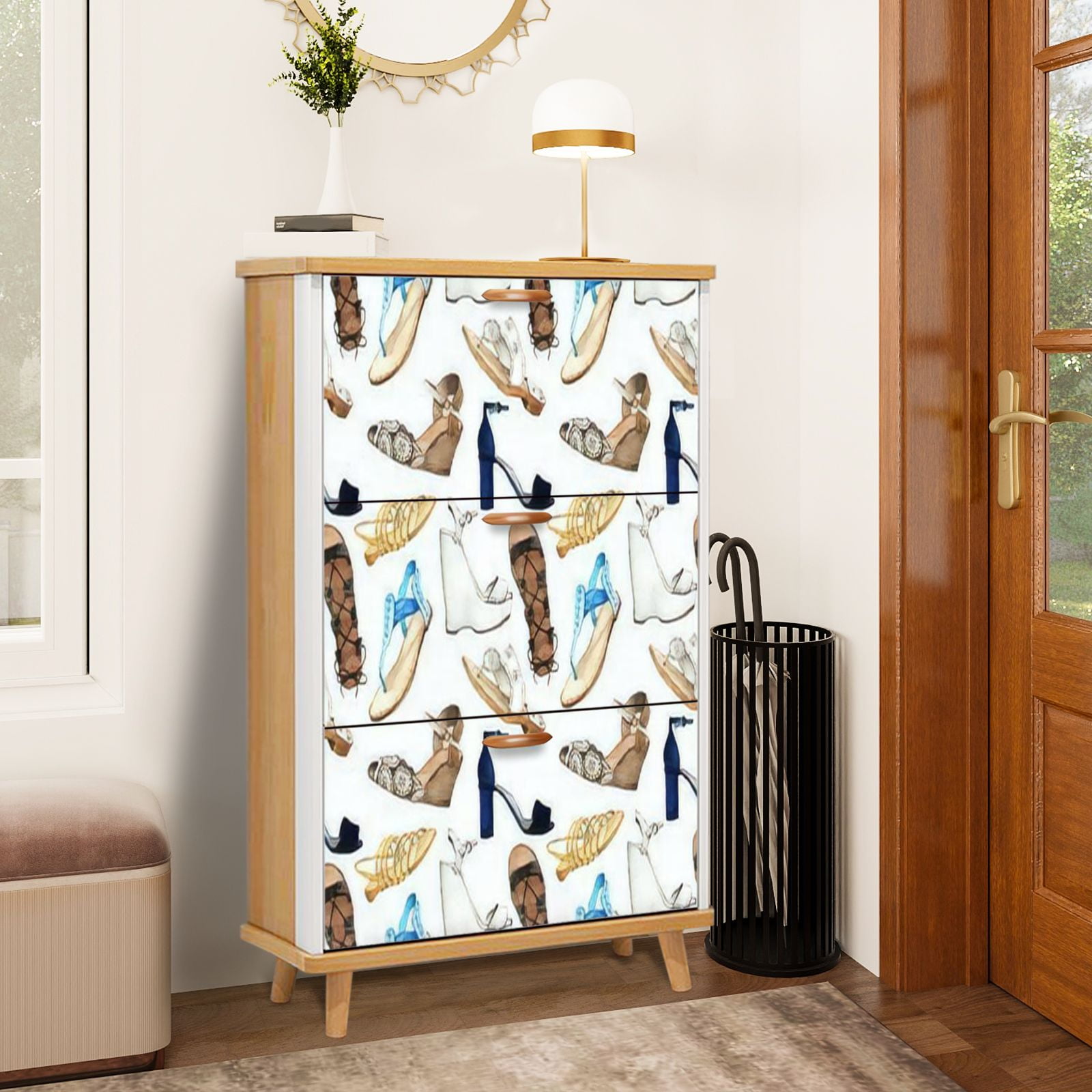 Shoe Storage Cabinet with 3 Flip Drawers for Watercolor Fashion set ...