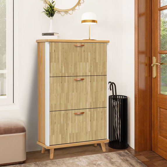 Shoe Storage Cabinet with 3 Flip Drawers for Wood flooring brick ...