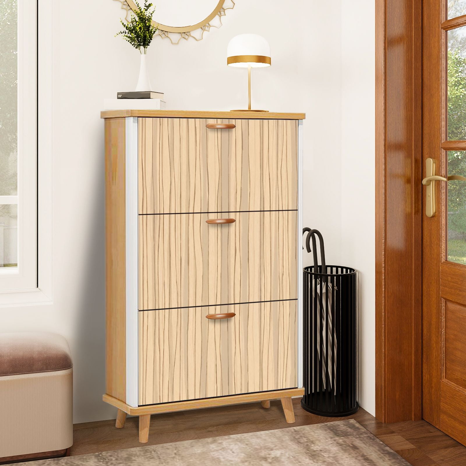 Shoe Storage Cabinet with 3 Flip Drawers for Wood texture seamless ...