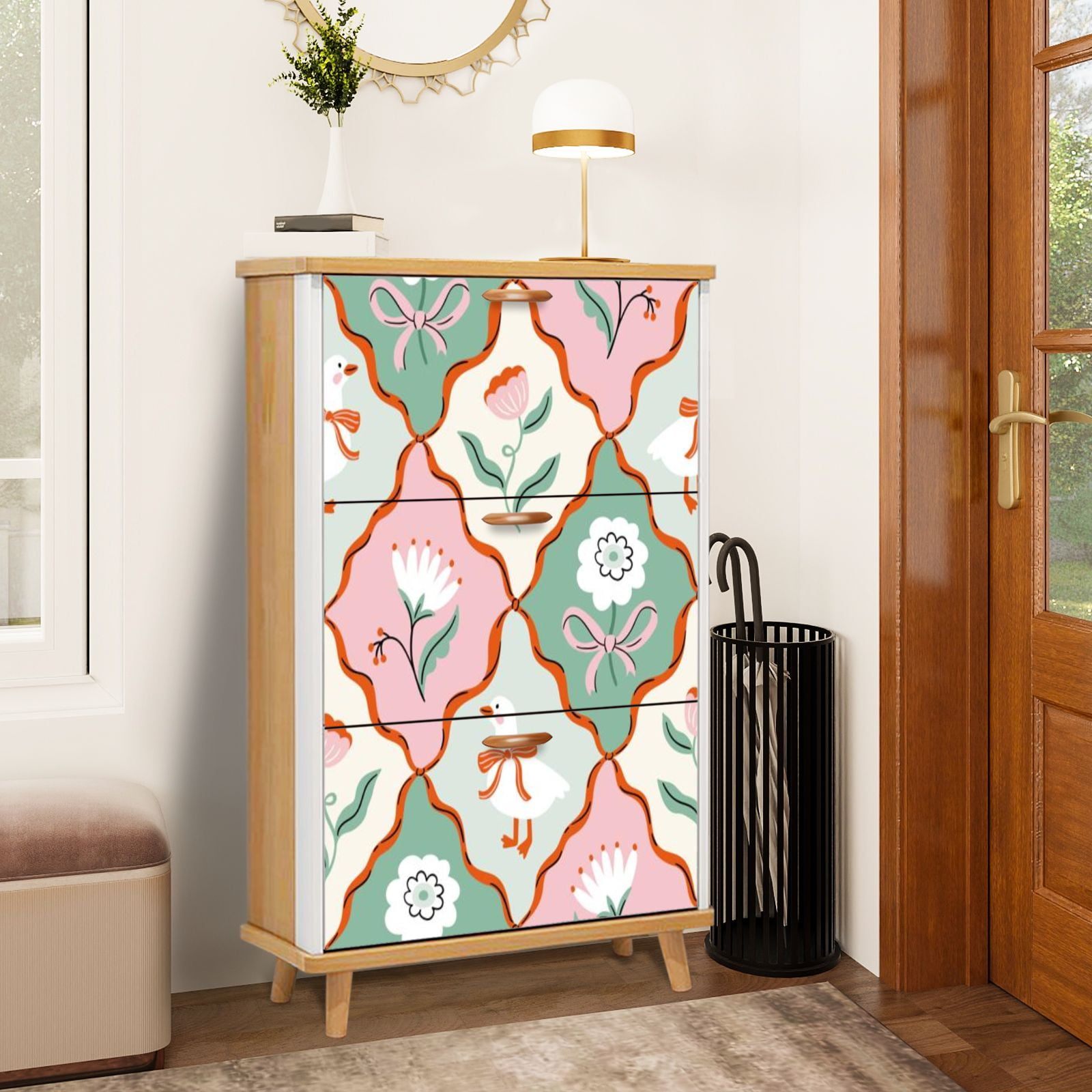 Shoe Storage Cabinet with 3 Flip Drawers for coquette seamless Bows ...