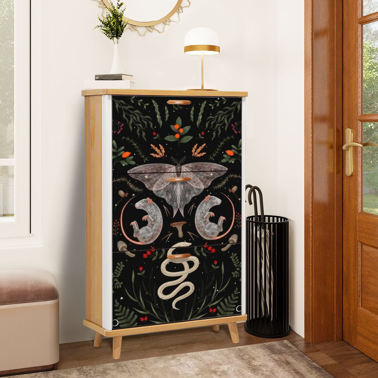 Shoe Storage Cabinet with 3 Flip Drawers for magical forest elements ...